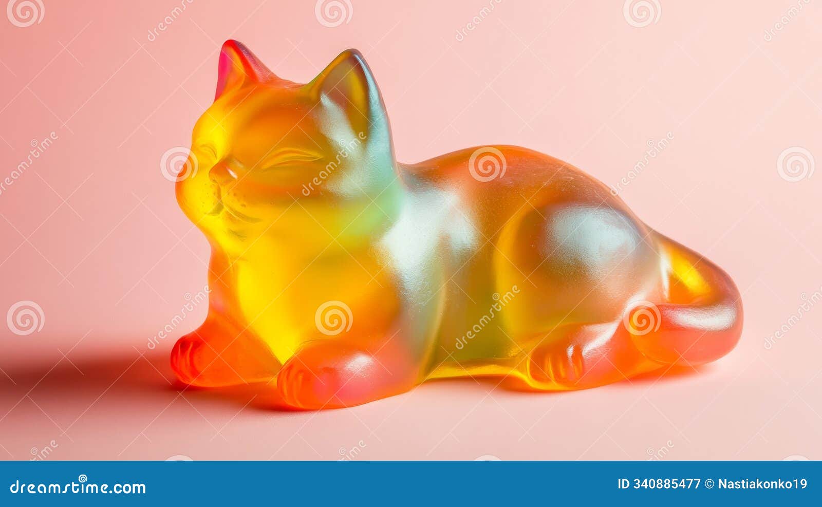 Colorful Translucent Gummy Cat on Pink Background Stock Image - Image ...