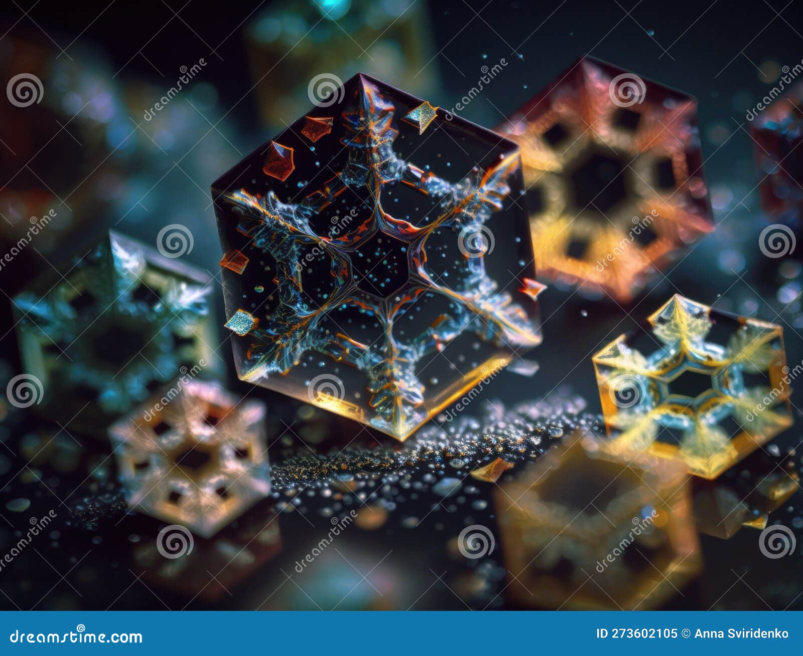 Colorful Translucent Snowflake on Dark Background Created with ...