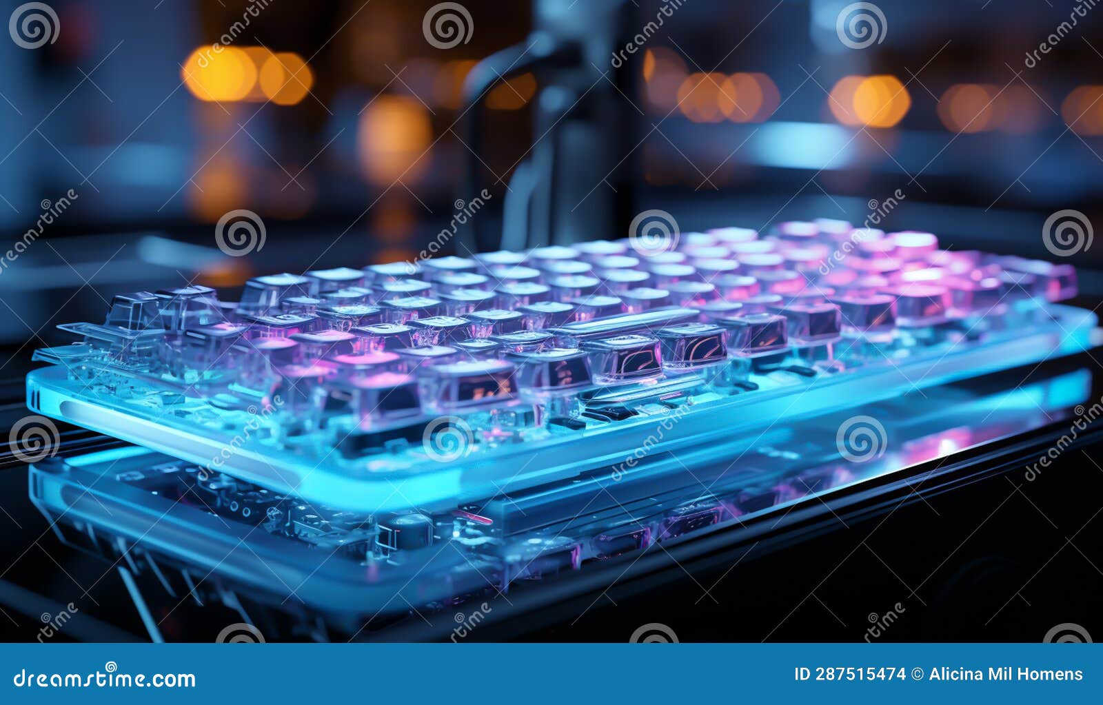 Colorful and Transparent Computer Keyboard. AI Generated Stock ...