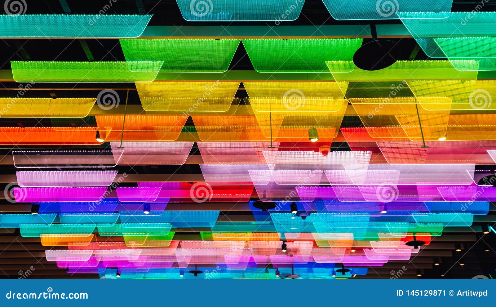 Colorful Transparent Panels with LED Lights that Decorated with Ceiling ...