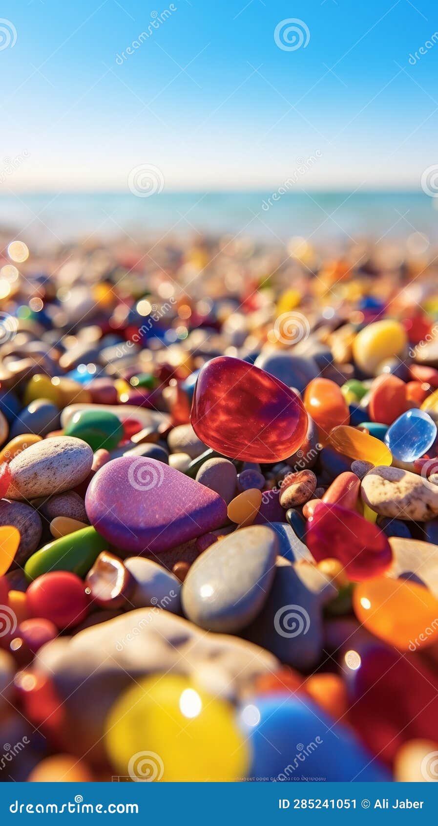 Colorful Transparent Pebbles on the Beach Stock Illustration ...