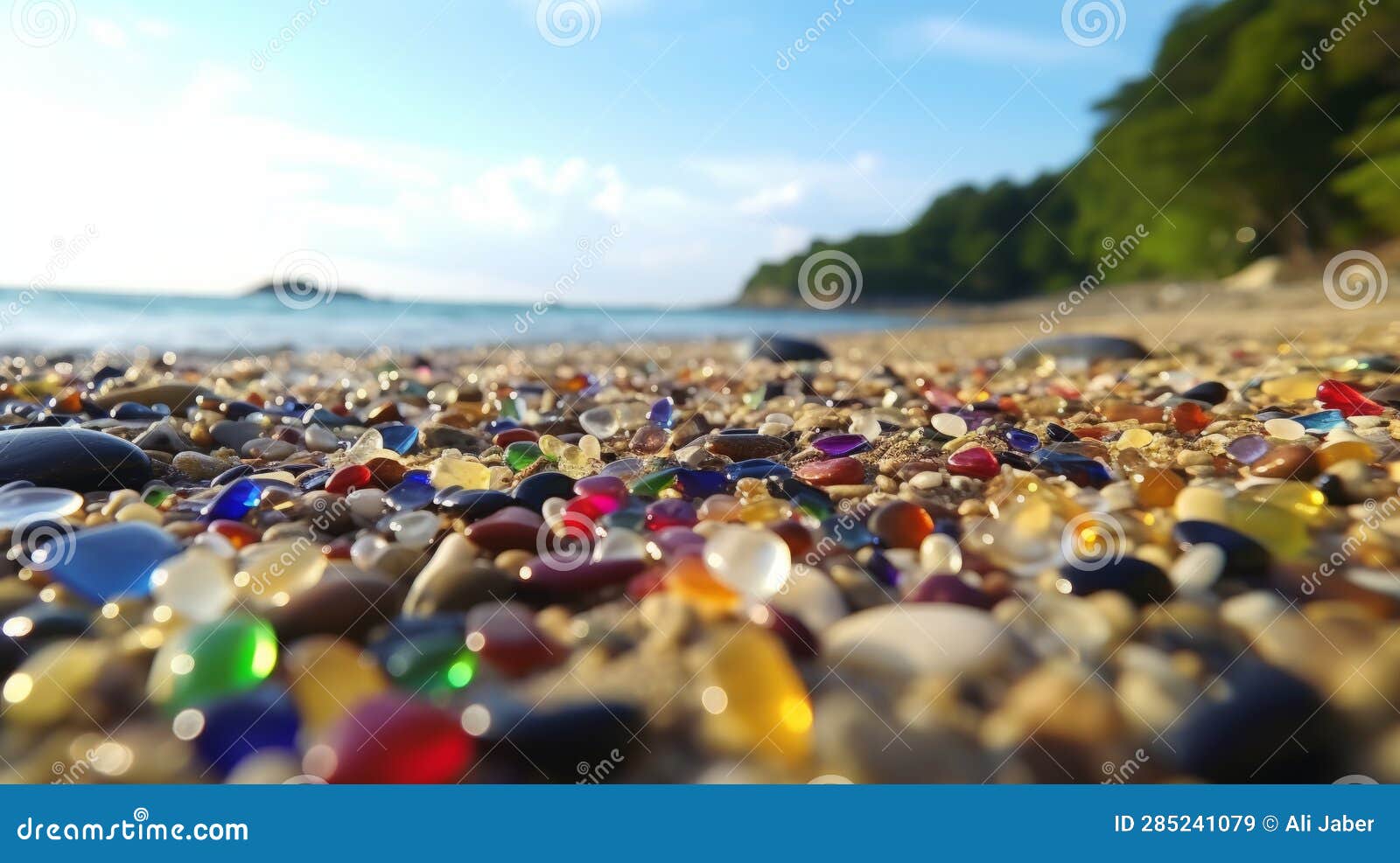 Colorful Transparent Pebbles on the Beach Stock Illustration ...