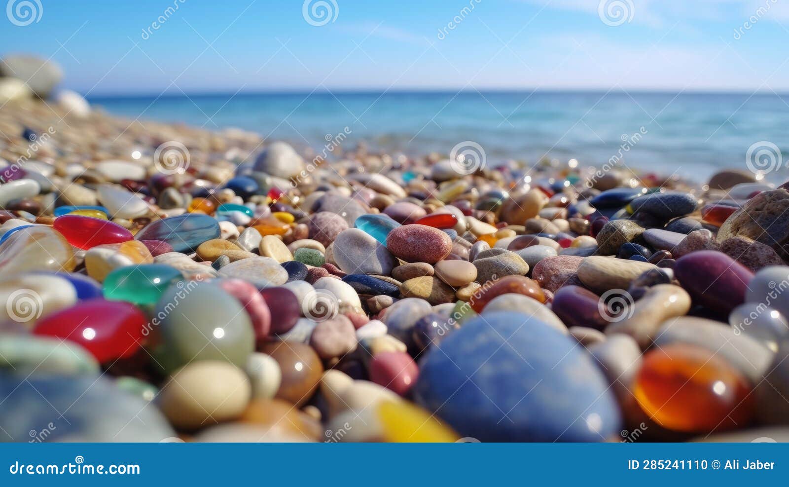Colorful Transparent Pebbles on the Beach Stock Illustration ...
