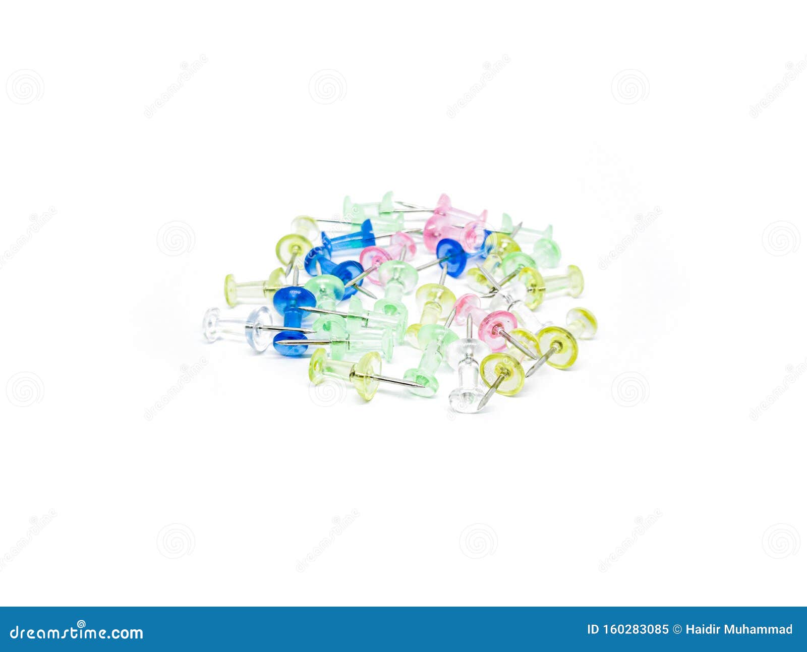Colorful Transparent Push Pins Isolated on a White Background Stock ...