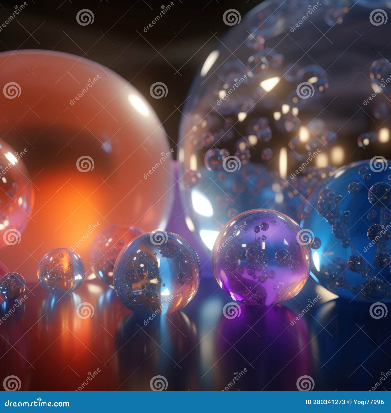 Colorful Transparent Spheres, Beautiful Abstract Spheres. Created Using ...