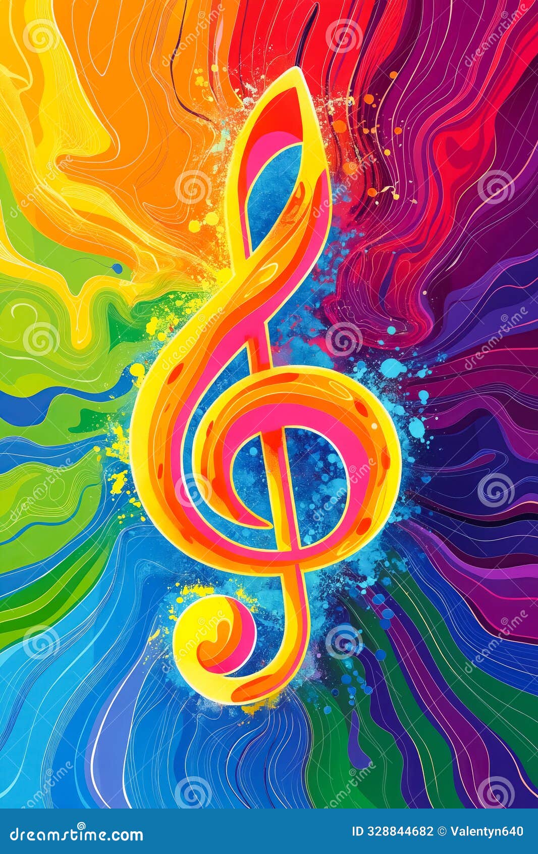A Colorful Treble Clef on a Colorful Background. Generative AI Stock ...