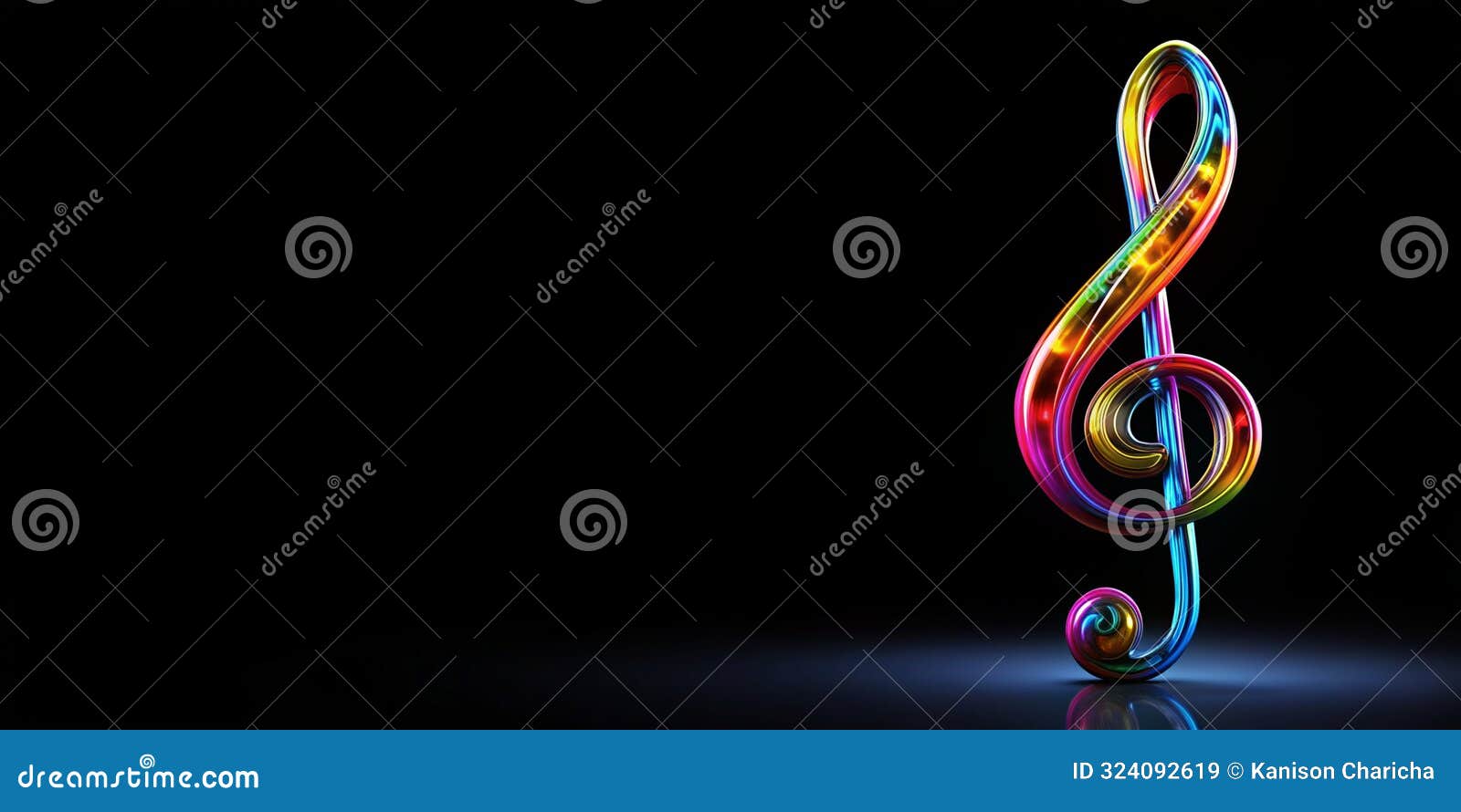 Colorful Treble Clef Note on a Solid Black Background Isolated Creative ...
