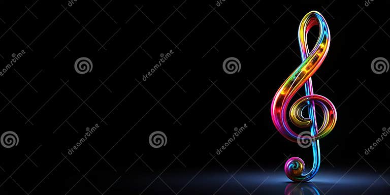Colorful Treble Clef Note on a Solid Black Background Isolated Creative ...