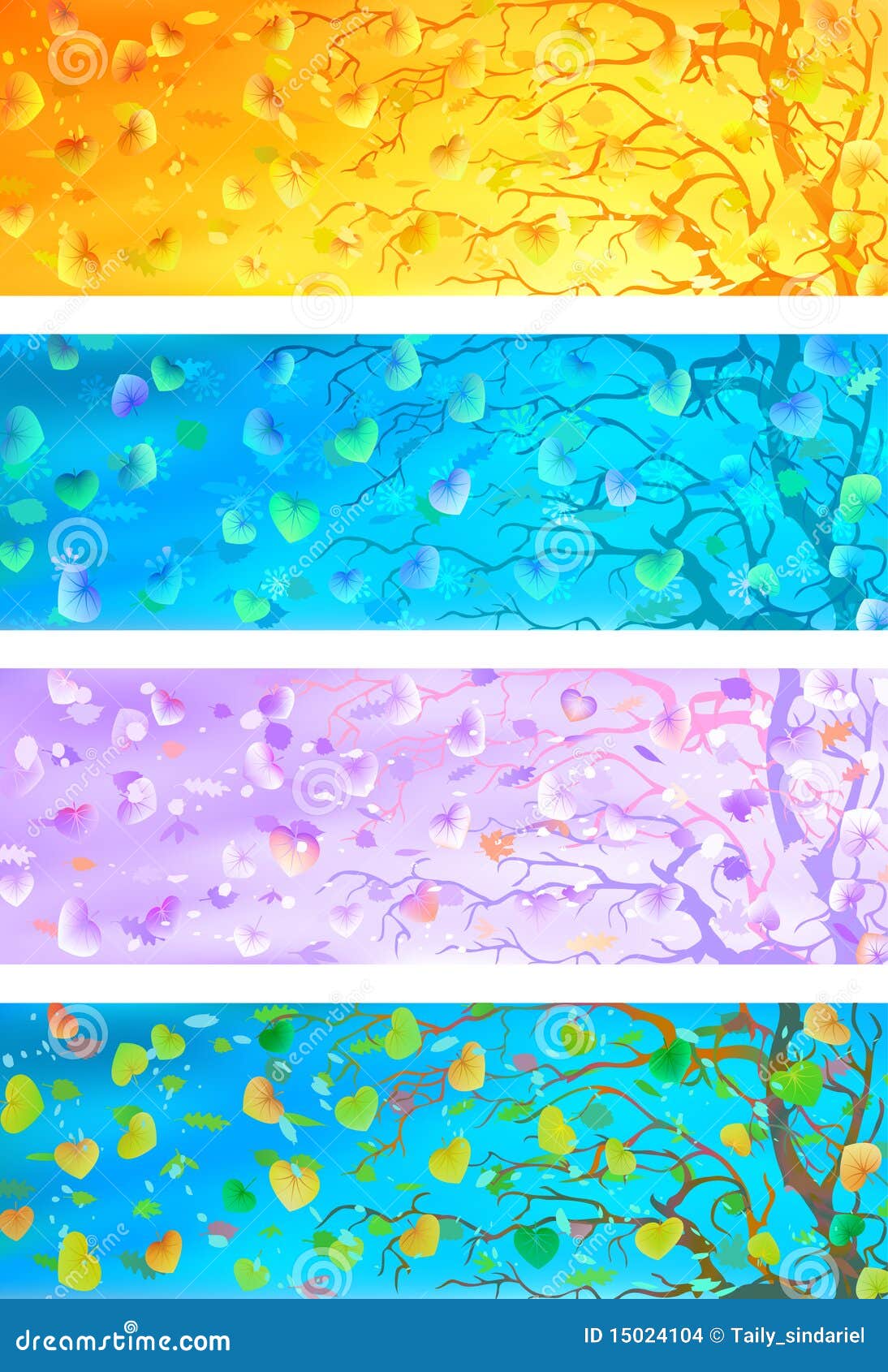 Colorful tree banners stock vector. Illustration of fall - 15024104