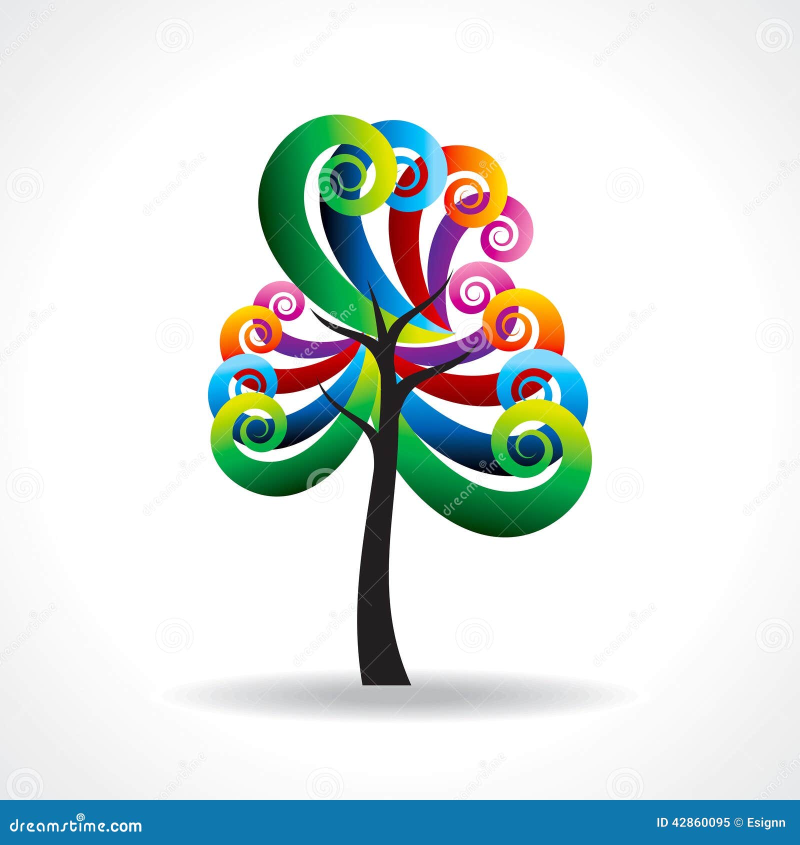 Colorful Tree in Decorative Design Stock Vector - Illustration of ...