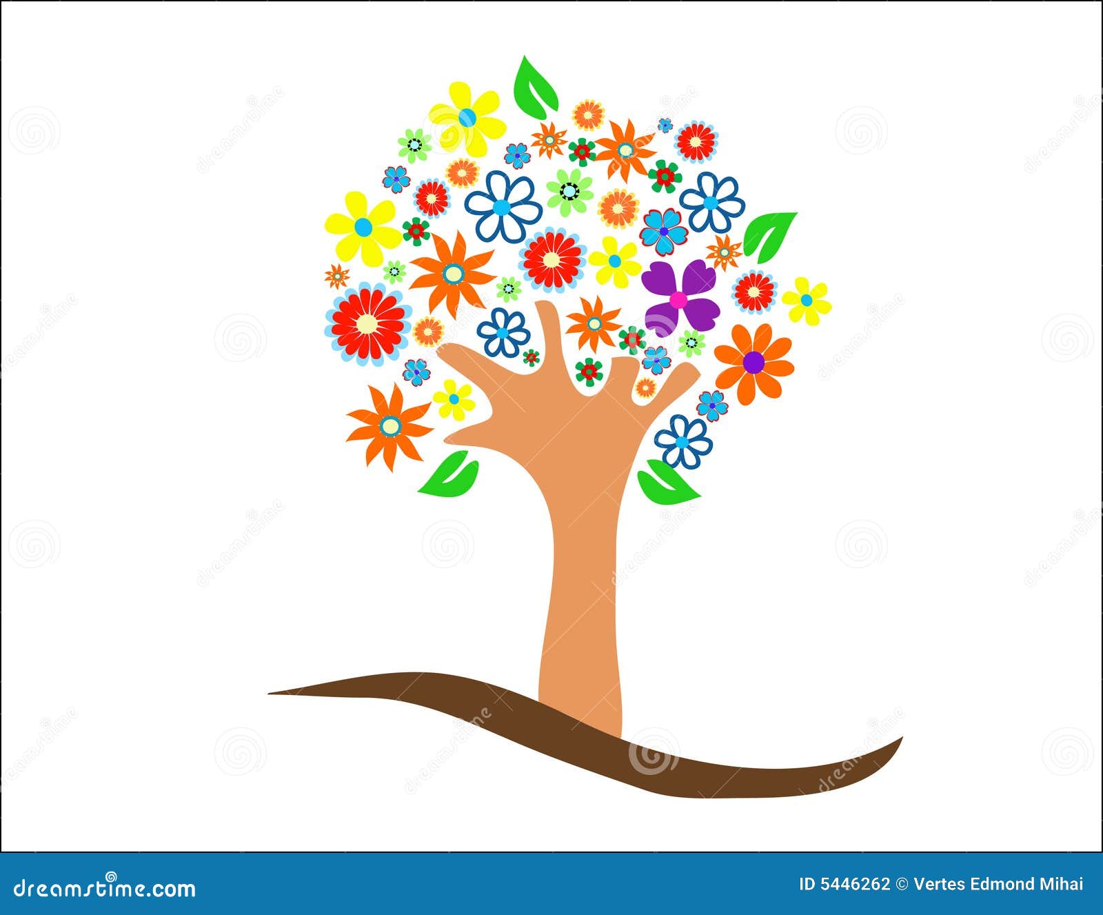 Colorful tree with flowers stock vector. Illustration of love - 5446262