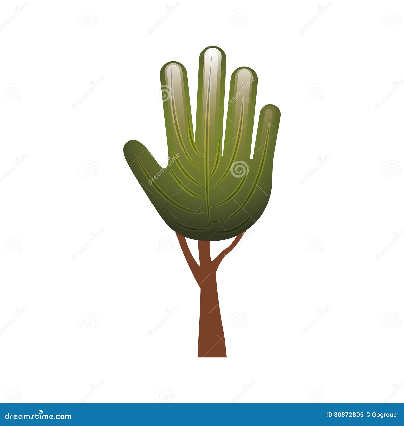 Colorful Tree with Foliage Shape of Hand Stock Vector - Illustration of ...