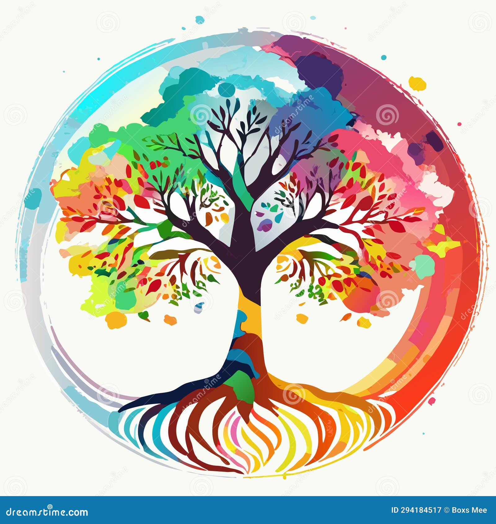 Colorful Tree in the Form of a Circle. Vector Illustration Stock Vector ...
