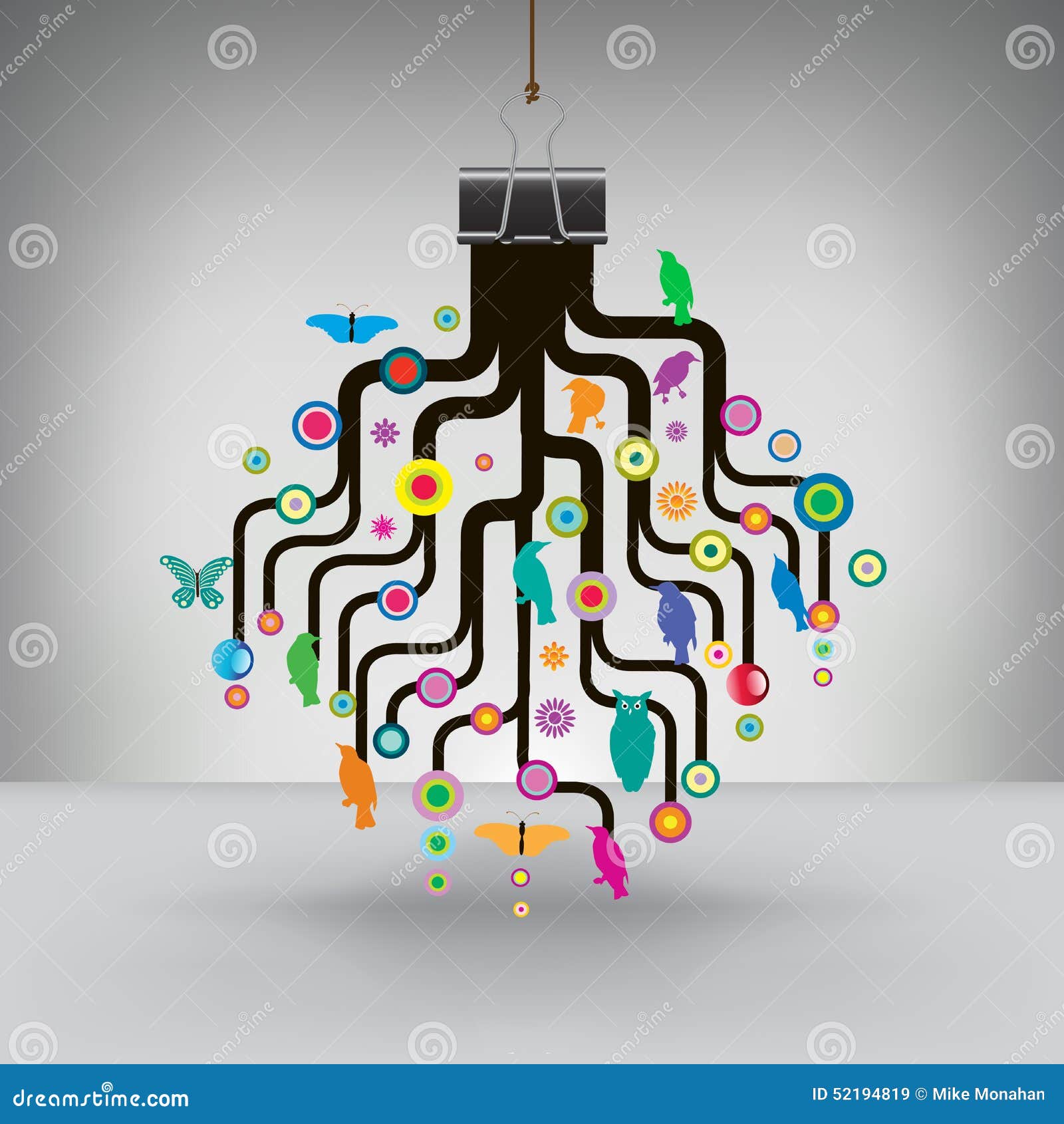 Colorful Tree Hung by a Binder Clip Stock Vector - Illustration of ...
