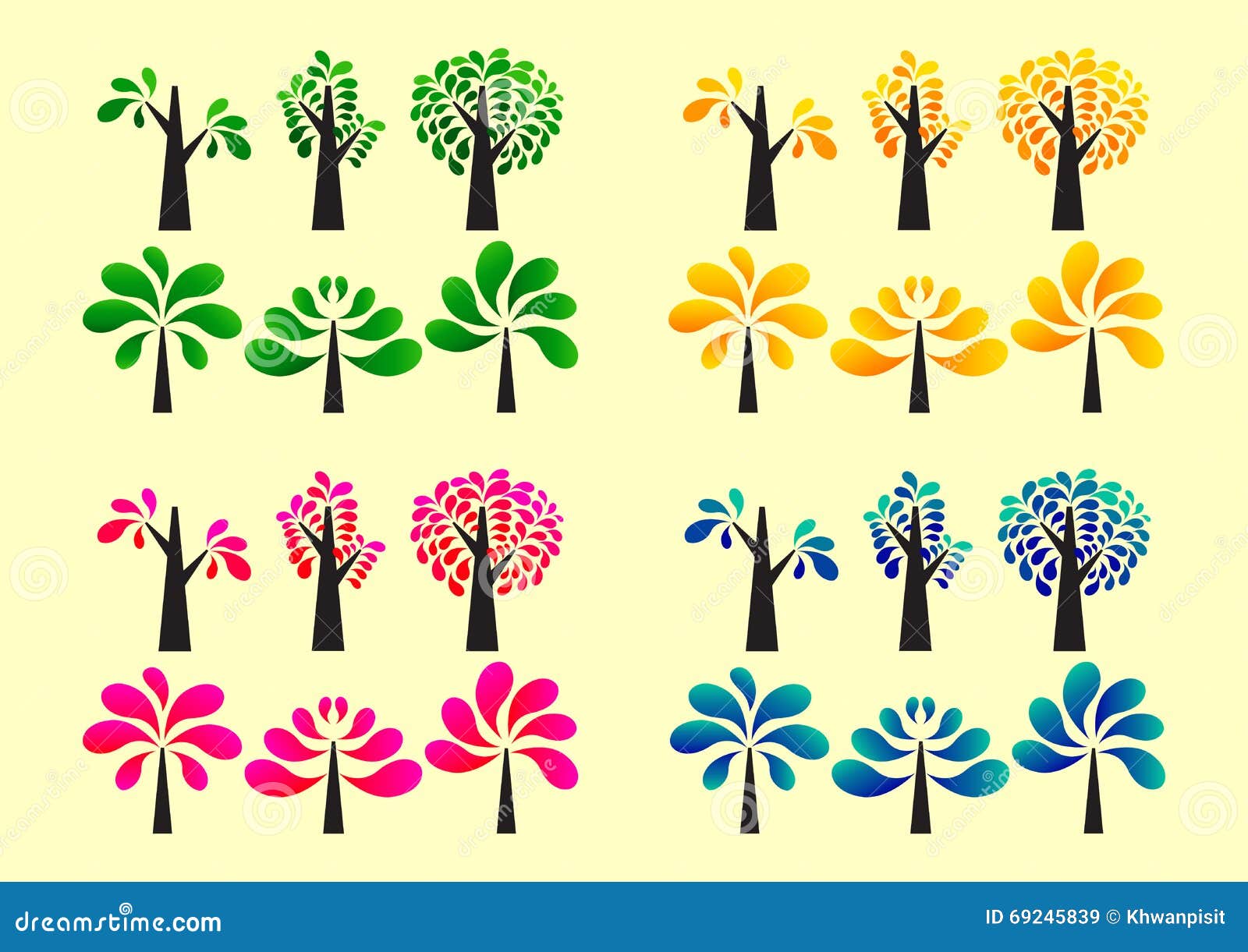 Colorful tree icon stock vector. Illustration of wood - 69245839