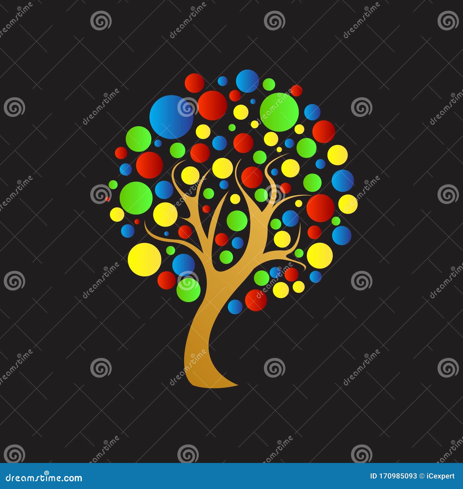 Colorful tree minimal logo stock vector. Illustration of colorful ...