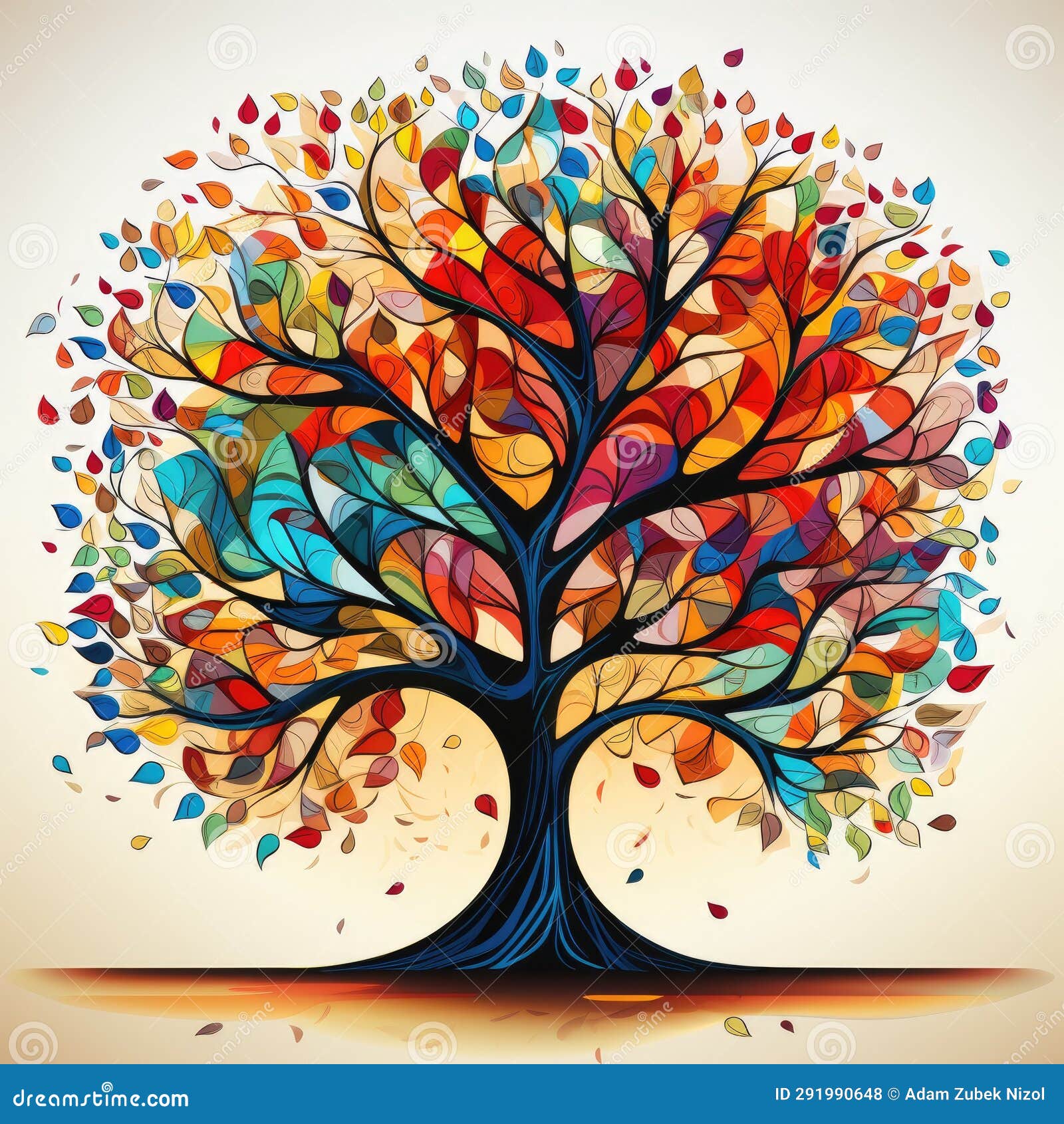 A Colorful Tree with Leaves Stock Illustration - Illustration of ...