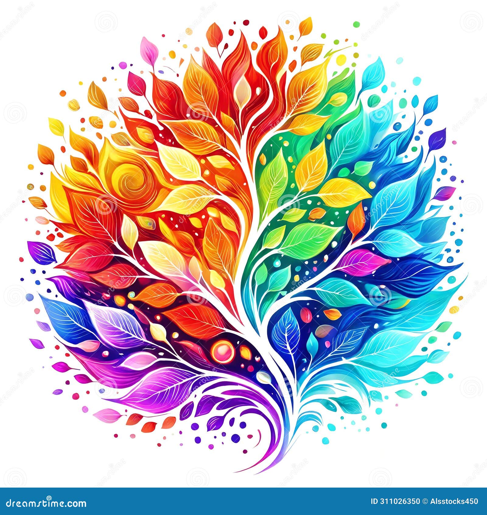 A Colorful Tree with Leaves Stock Illustration - Illustration of ...