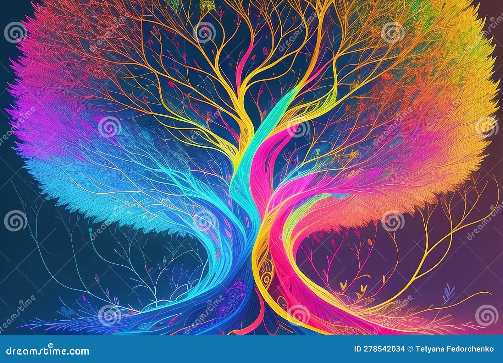 A Colorful Tree of Life with the Words Rainbow Tree on it Stock ...