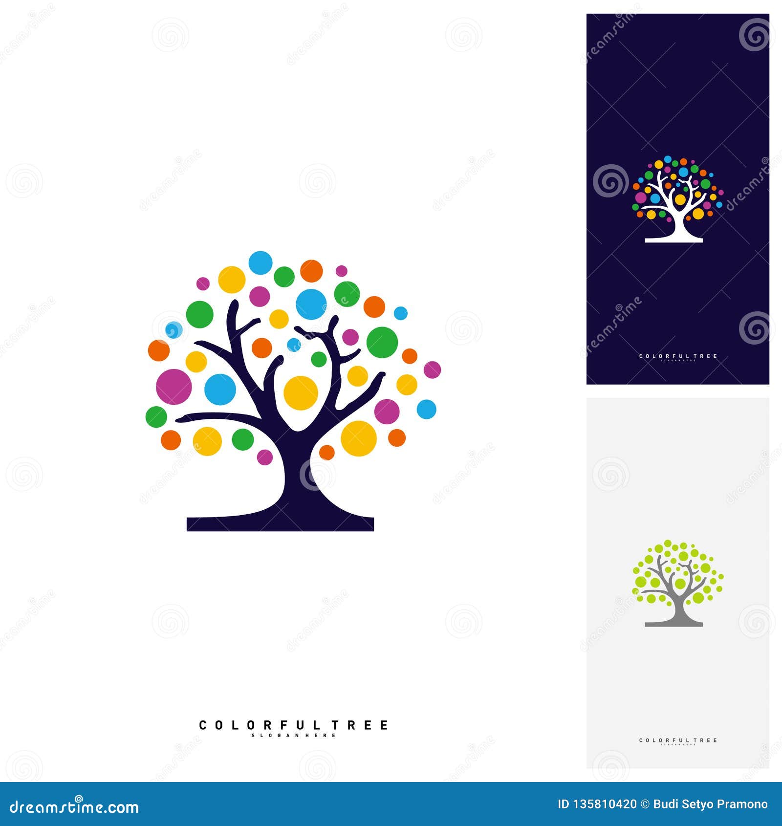 Colorful Tree Logo Design Template. Luxury Tree Logo Concepts Stock ...