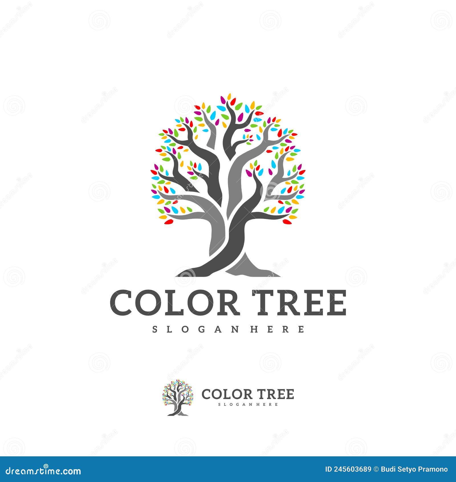 Colorful Tree Logo Vector Template, Creative Tree Logo Design Concepts ...