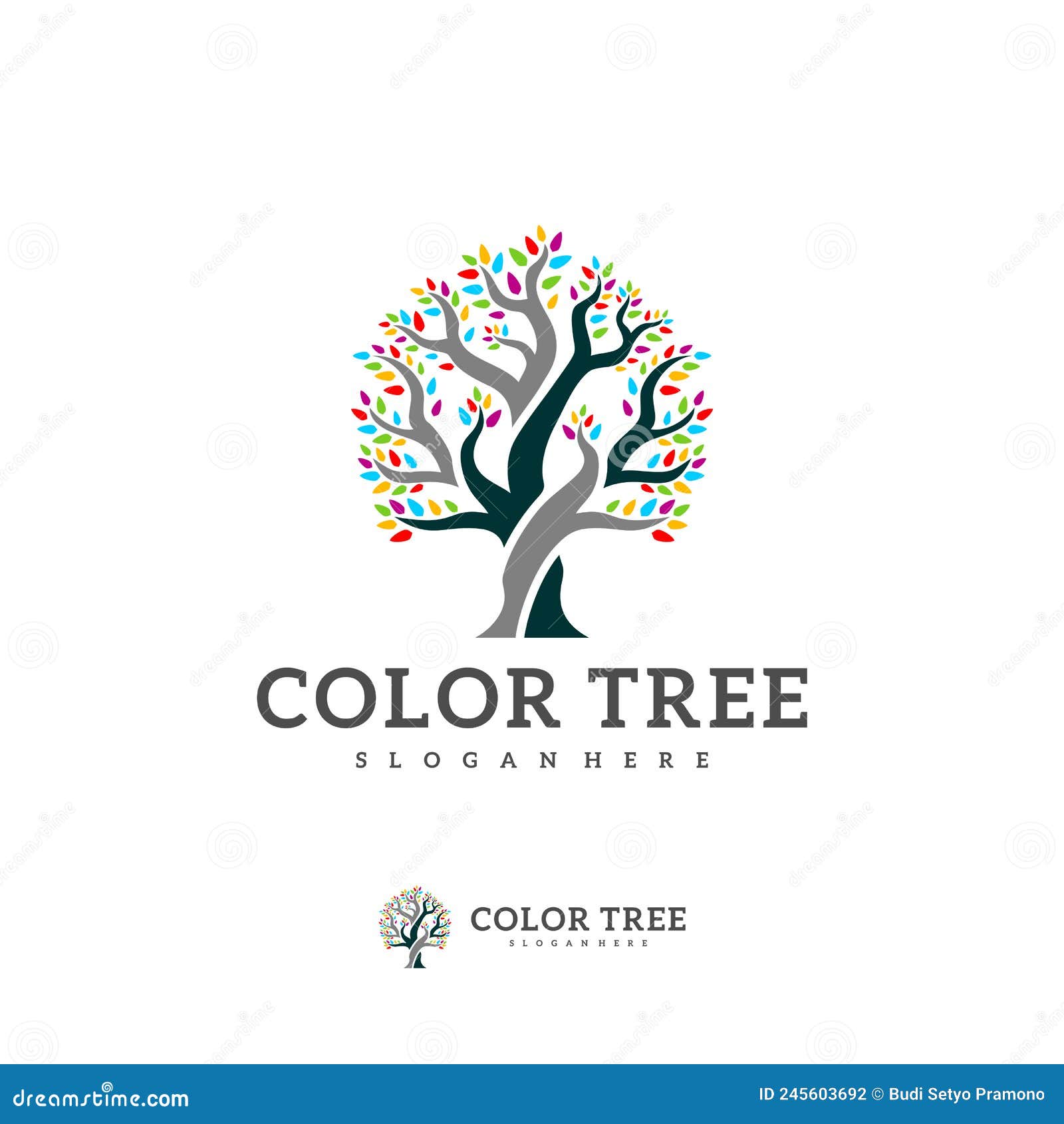 Colorful Tree Logo Vector Template, Creative Tree Logo Design Concepts ...