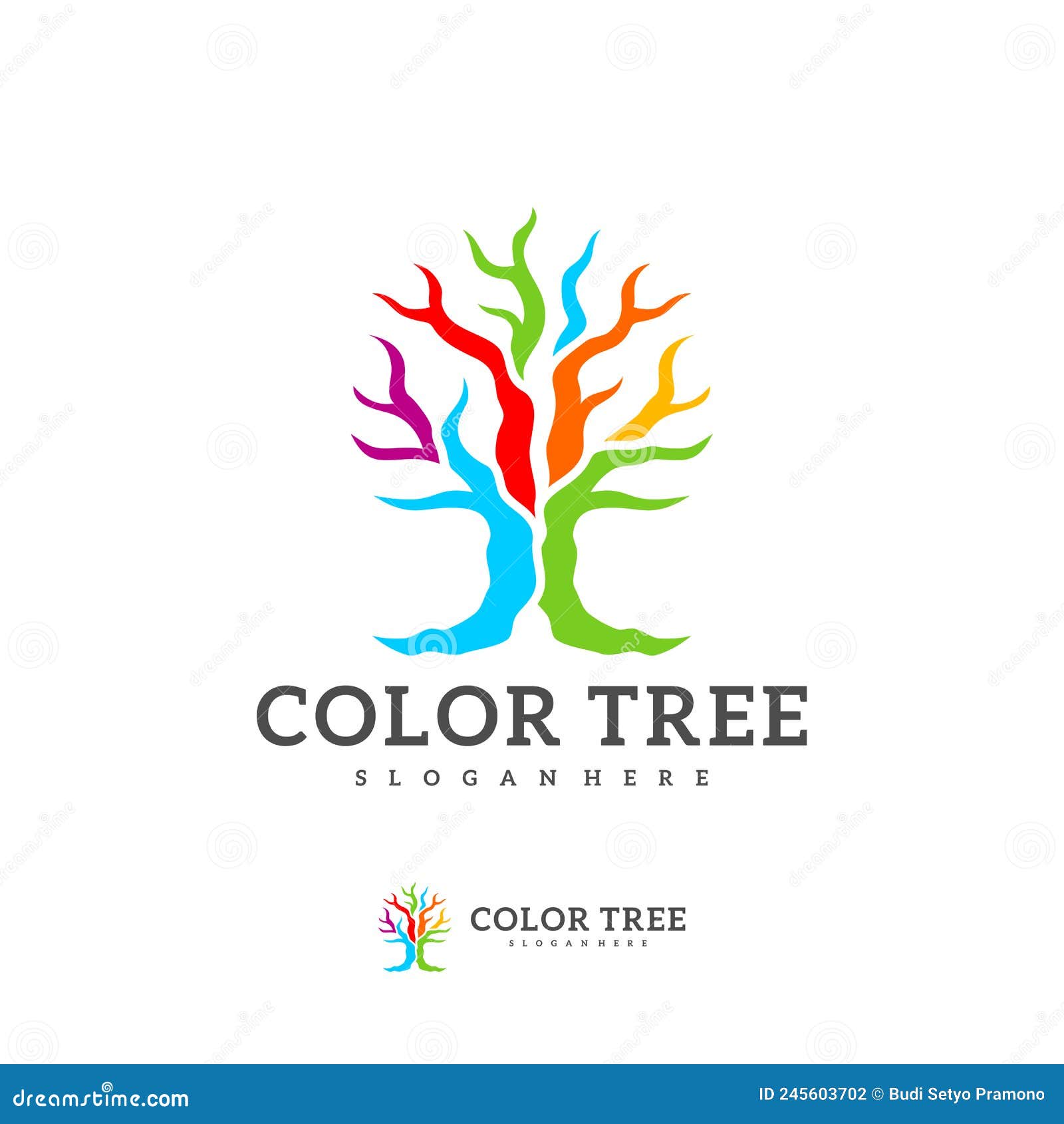 Colorful Tree Logo Vector Template, Creative Tree Logo Design Concepts ...