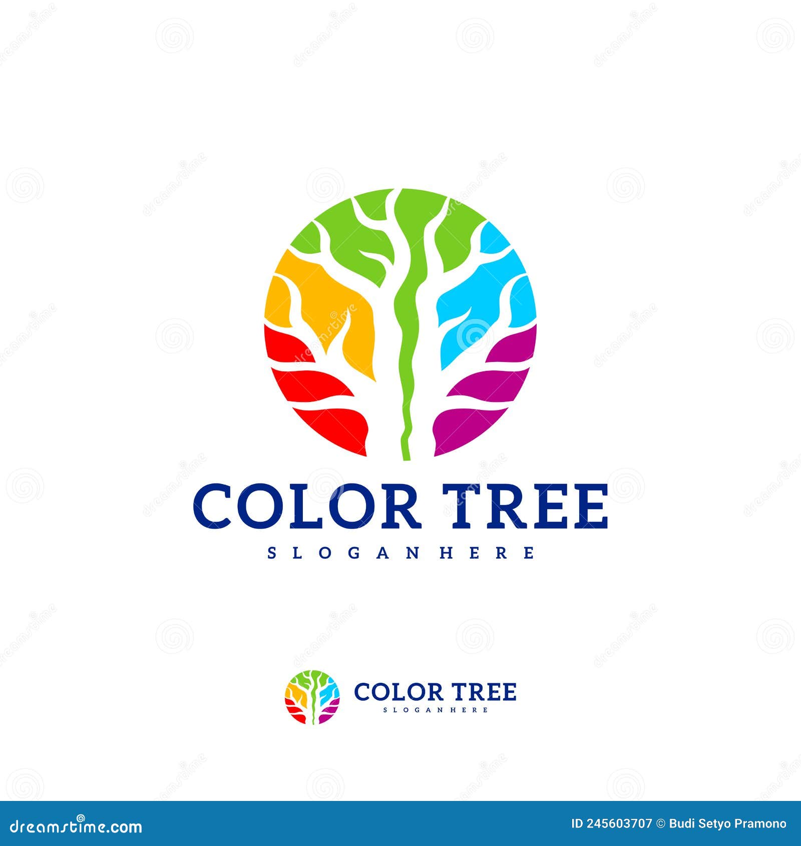 Colorful Tree Logo Vector Template, Creative Tree Logo Design Concepts ...