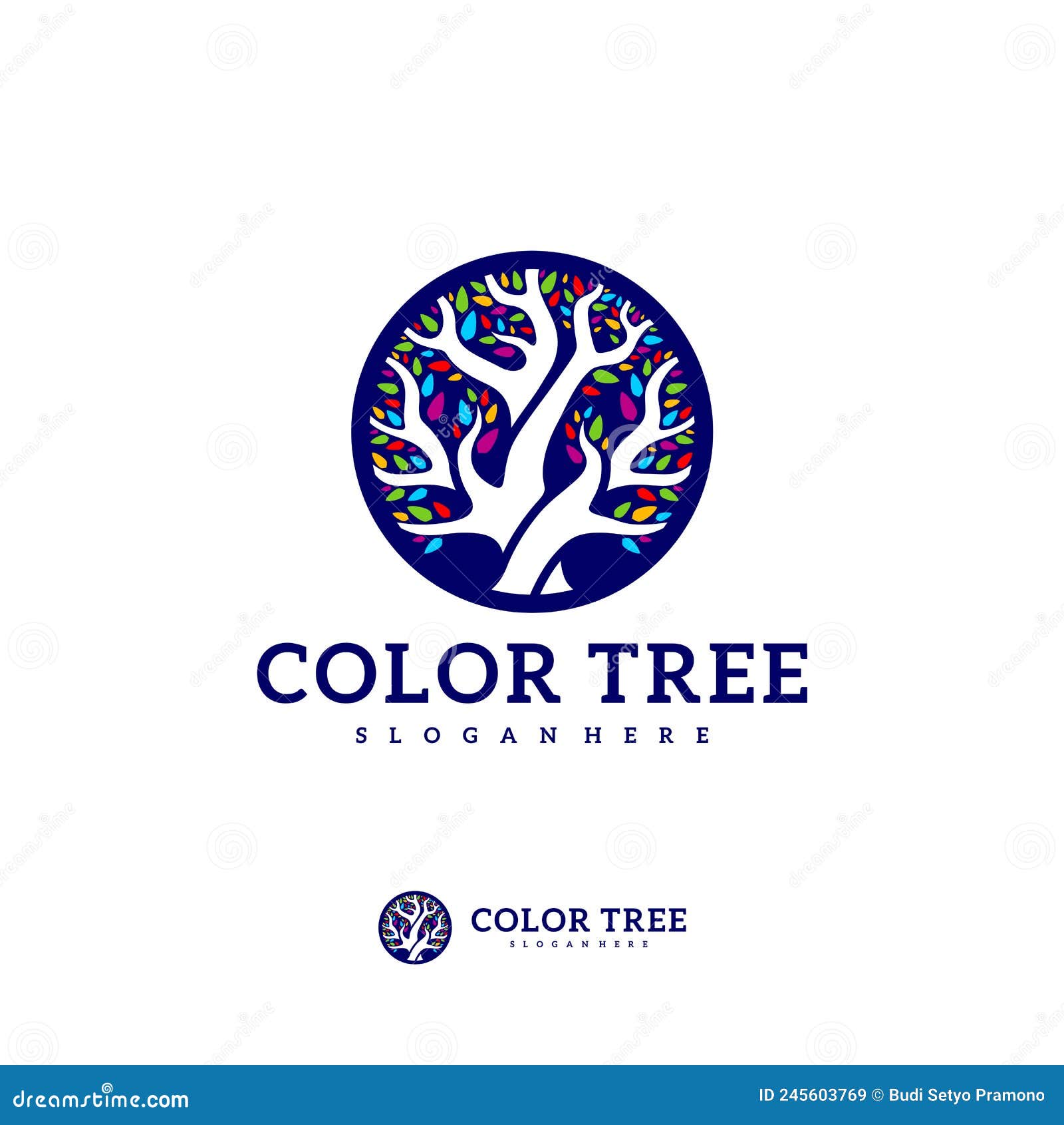 Colorful Tree Logo Vector Template, Creative Tree Logo Design Concepts ...
