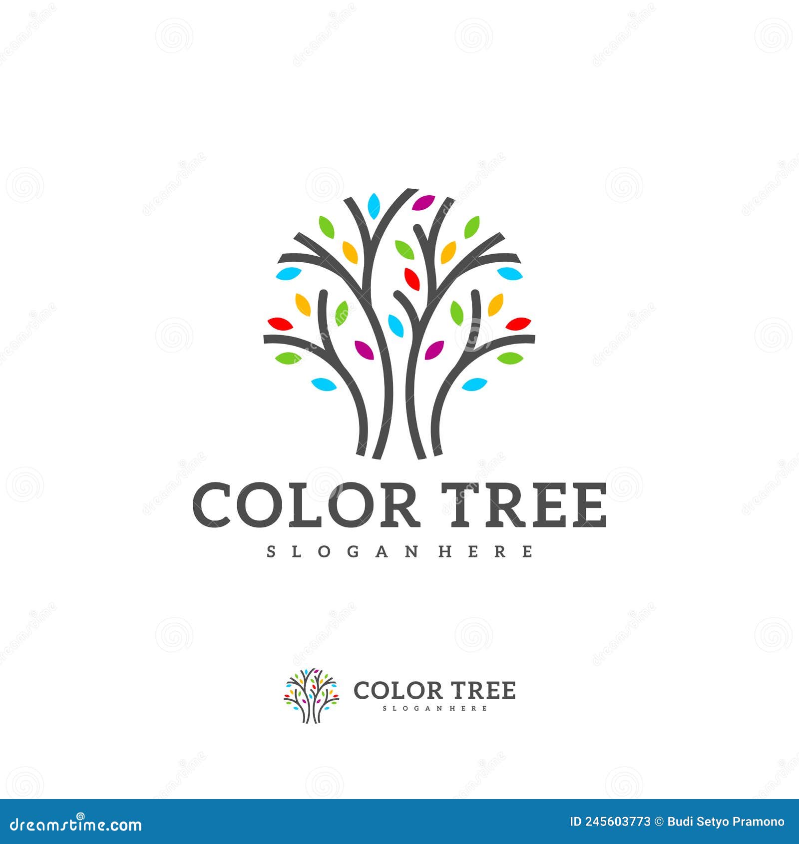 Colorful Tree Logo Vector Template, Creative Tree Logo Design Concepts ...
