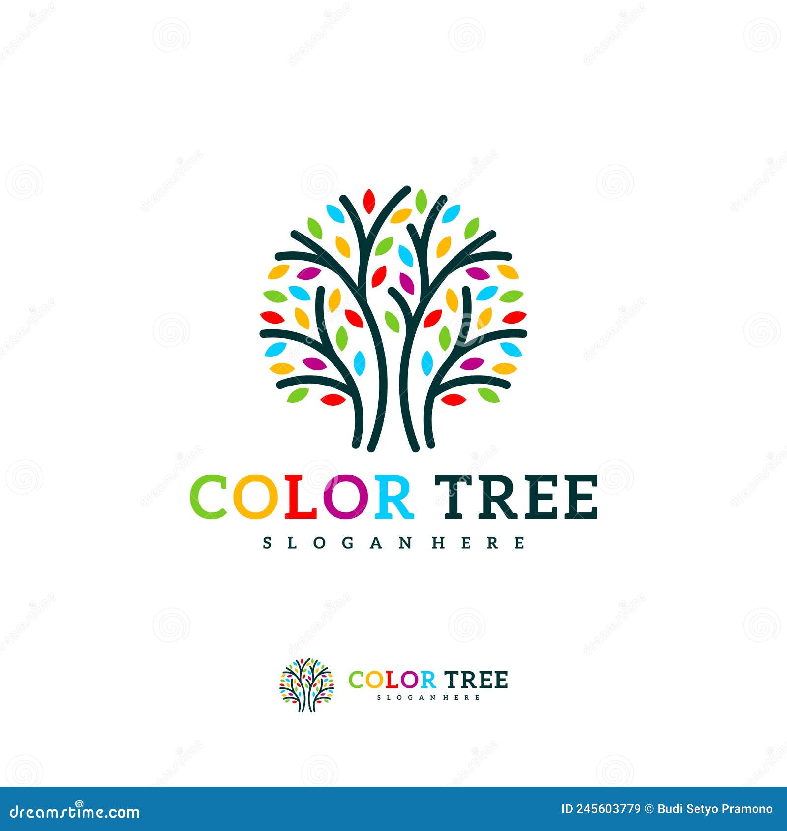 Colorful Tree Logo Vector Template, Creative Tree Logo Design Concepts ...