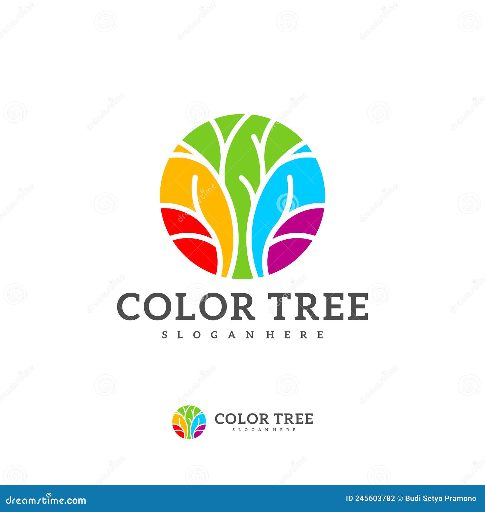 Colorful Tree Logo Vector Template, Creative Tree Logo Design Concepts ...