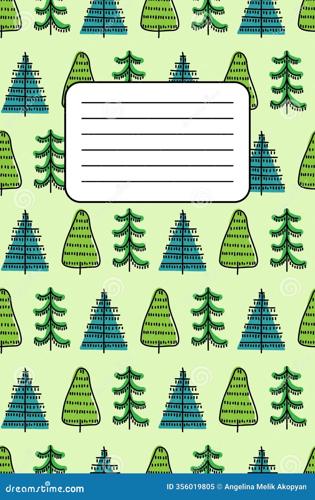 Colorful Tree Pattern on Light Green Background with Empty Text Box for ...