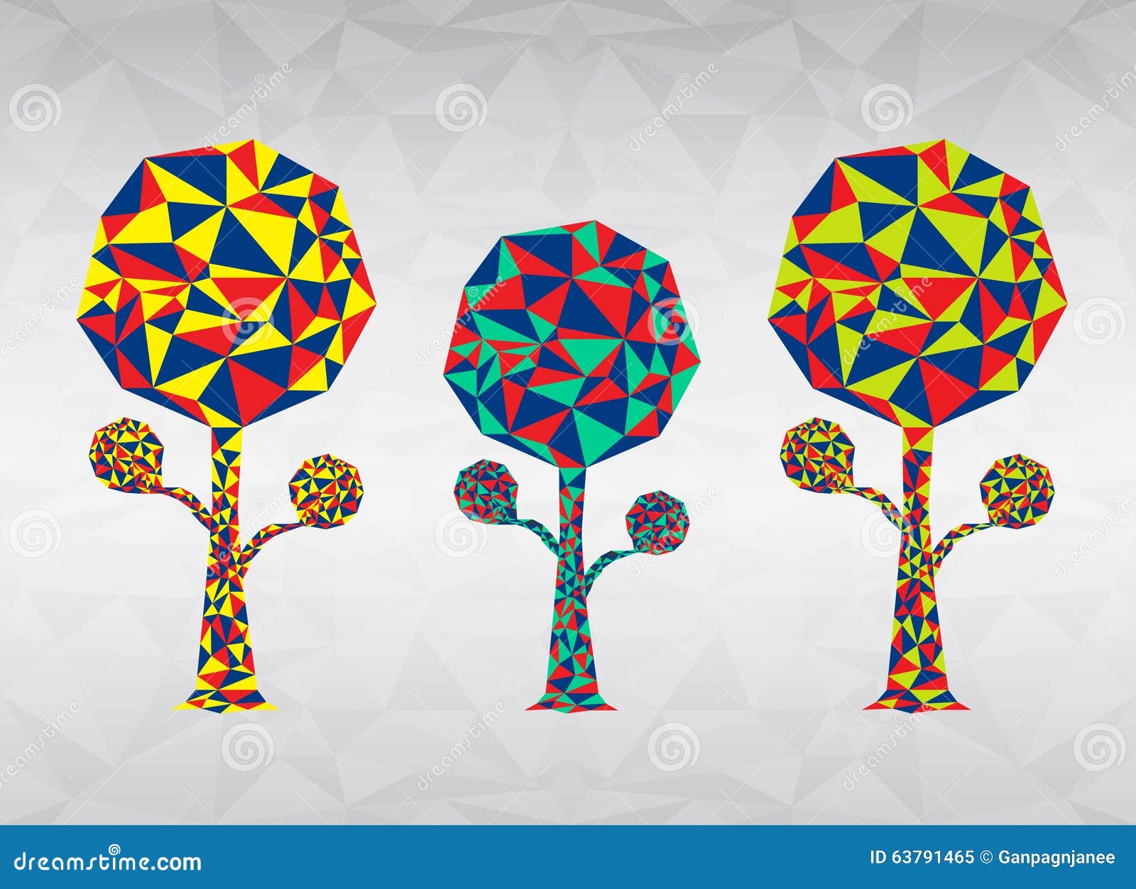 Colorful Tree Polygon Vector Illustration Stock Vector - Illustration ...