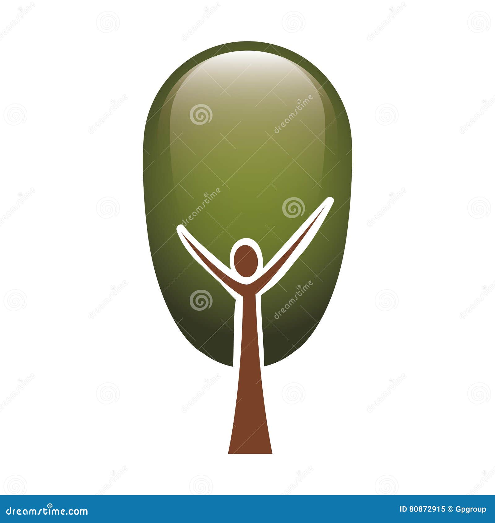 Colorful Tree Trunk Human with Foliage Shape Leaf Oval Stock Vector ...