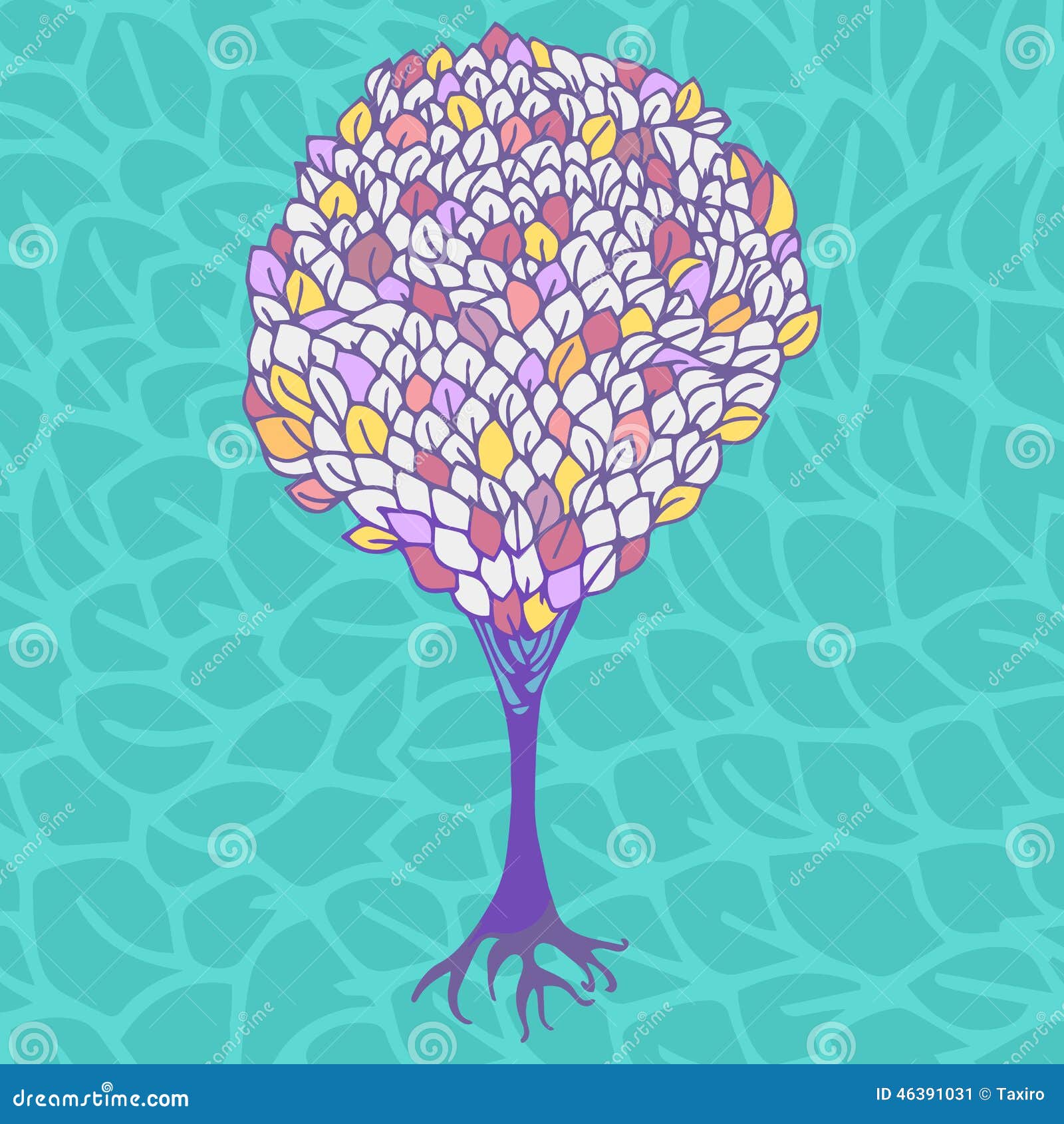 Colorful tree stock vector. Illustration of decorative - 46391031