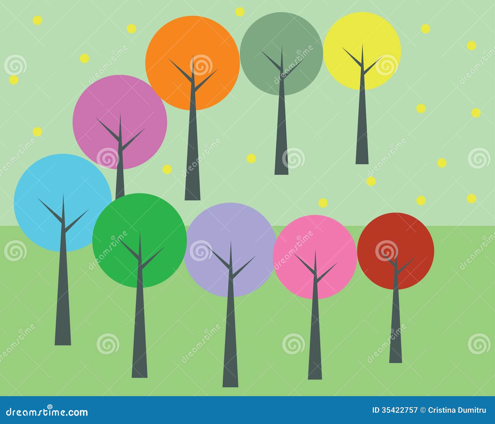 Colorful trees stock vector. Illustration of colors, shape - 35422757
