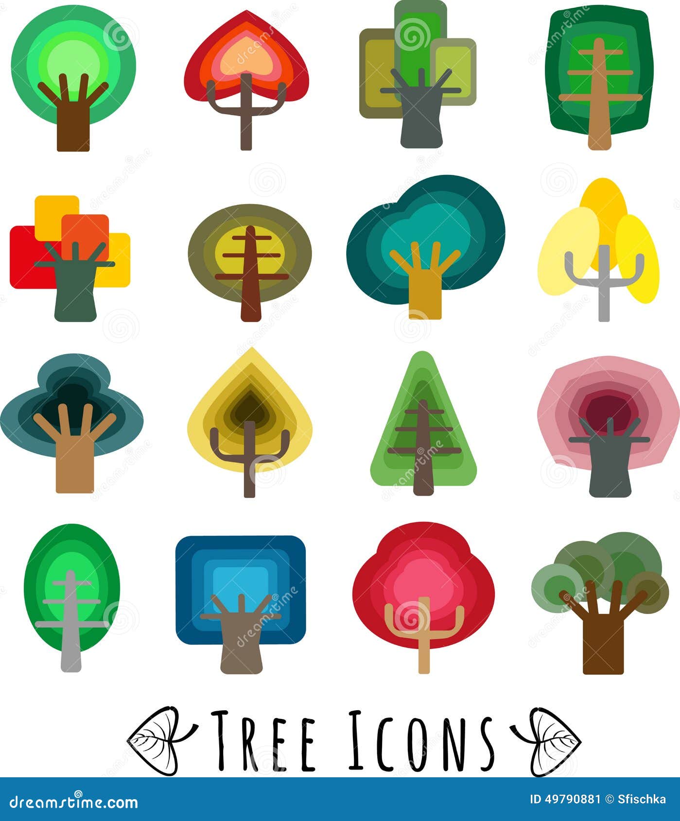 Colorful trees stock vector. Illustration of garden, tree - 49790881