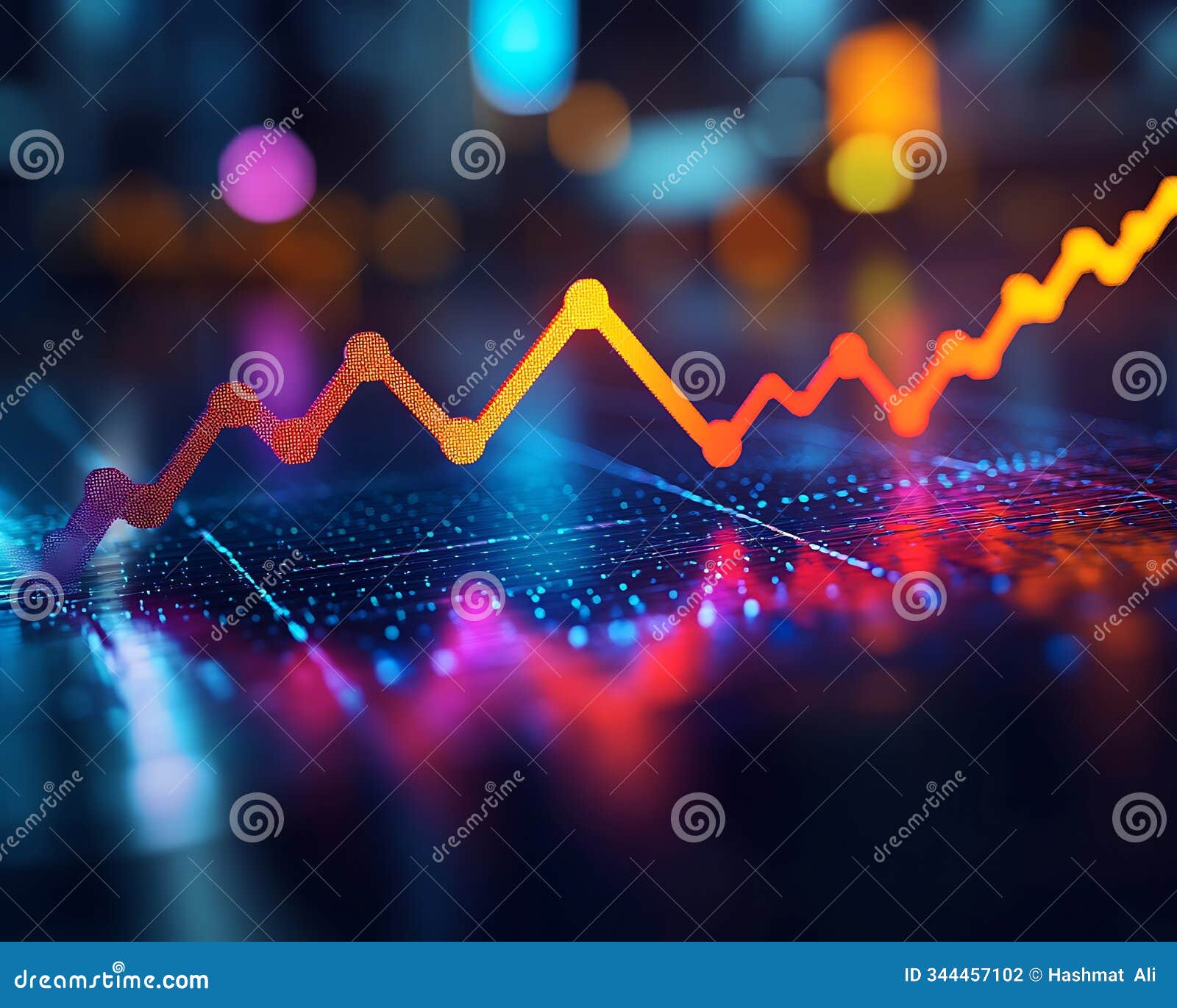 Colorful Trendline Graph Indicating Upward Movement Stock Illustration ...