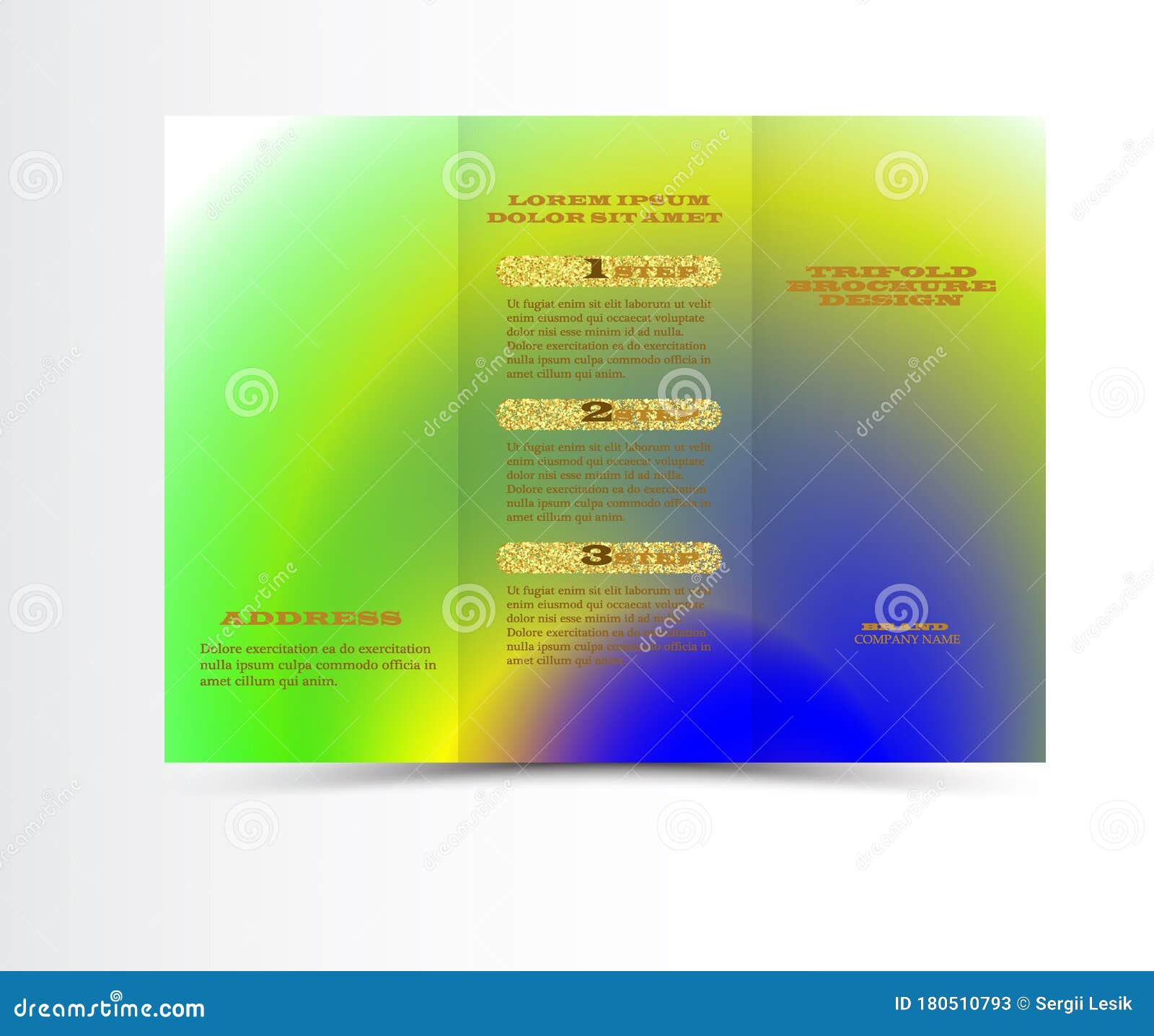 Colorful Tri-fold Brochure Design Template with Modern Geometric ...