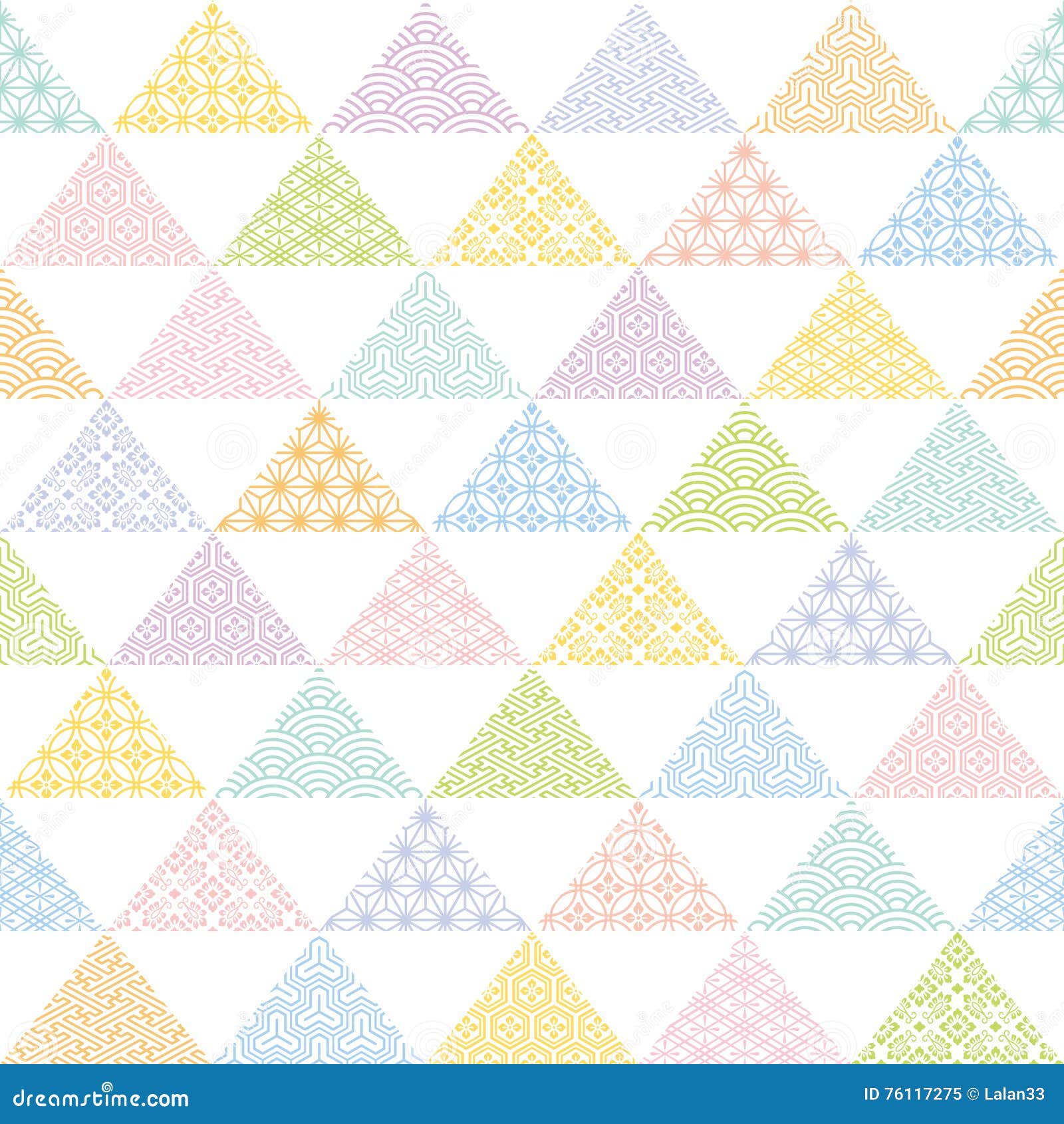 Colorful Triangle Background with Japanese Traditional Design. Stock ...