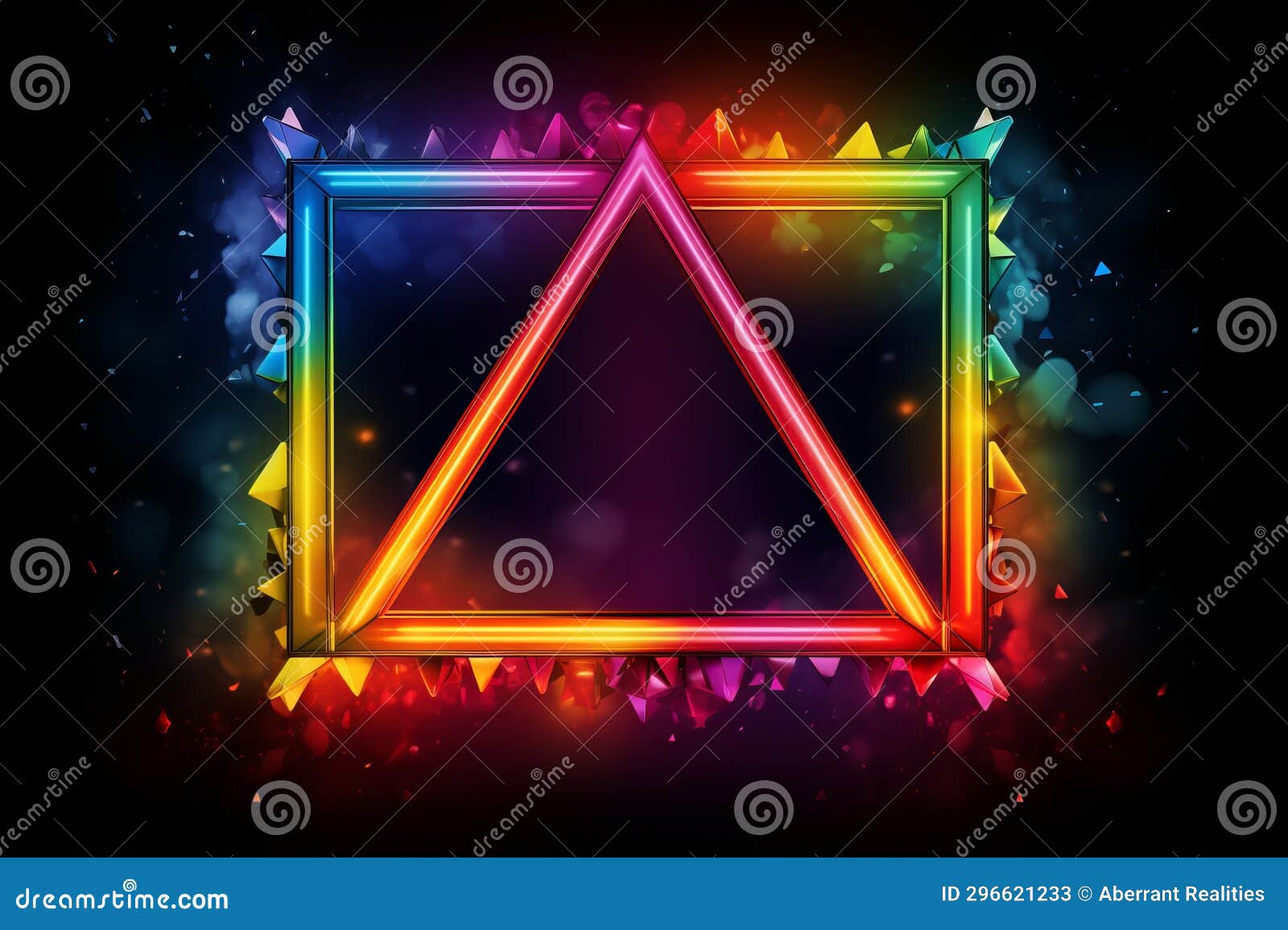 A Colorful Triangle on a Black Background Stock Illustration ...
