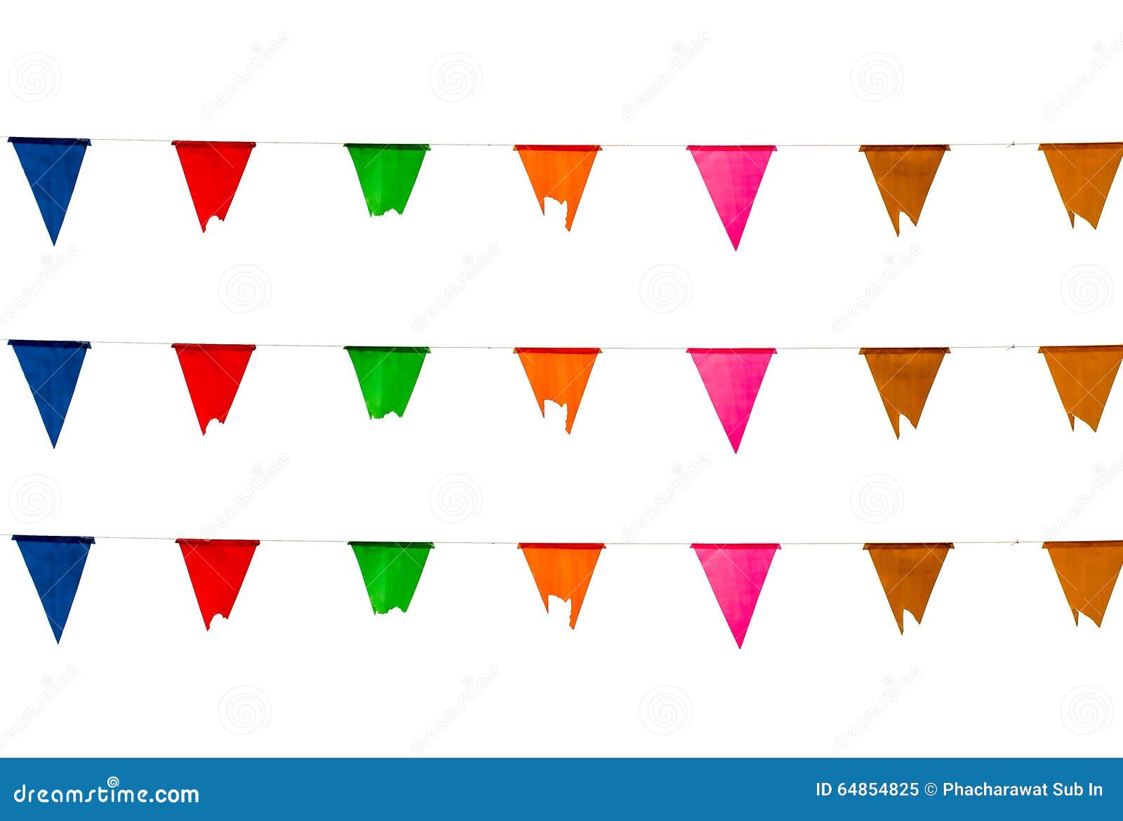 Colorful of Triangle Flag on White Background. Isolated Stock Image ...