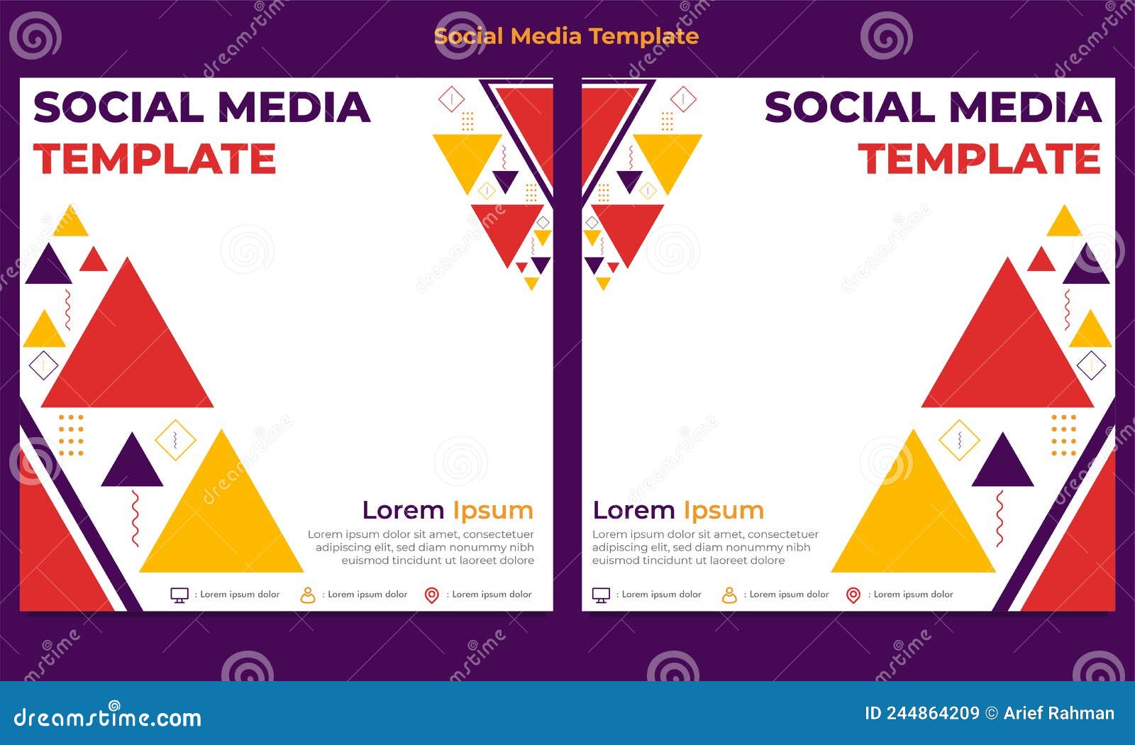 Colorful Triangle Geometric Shape Social Media Post Template Stock ...