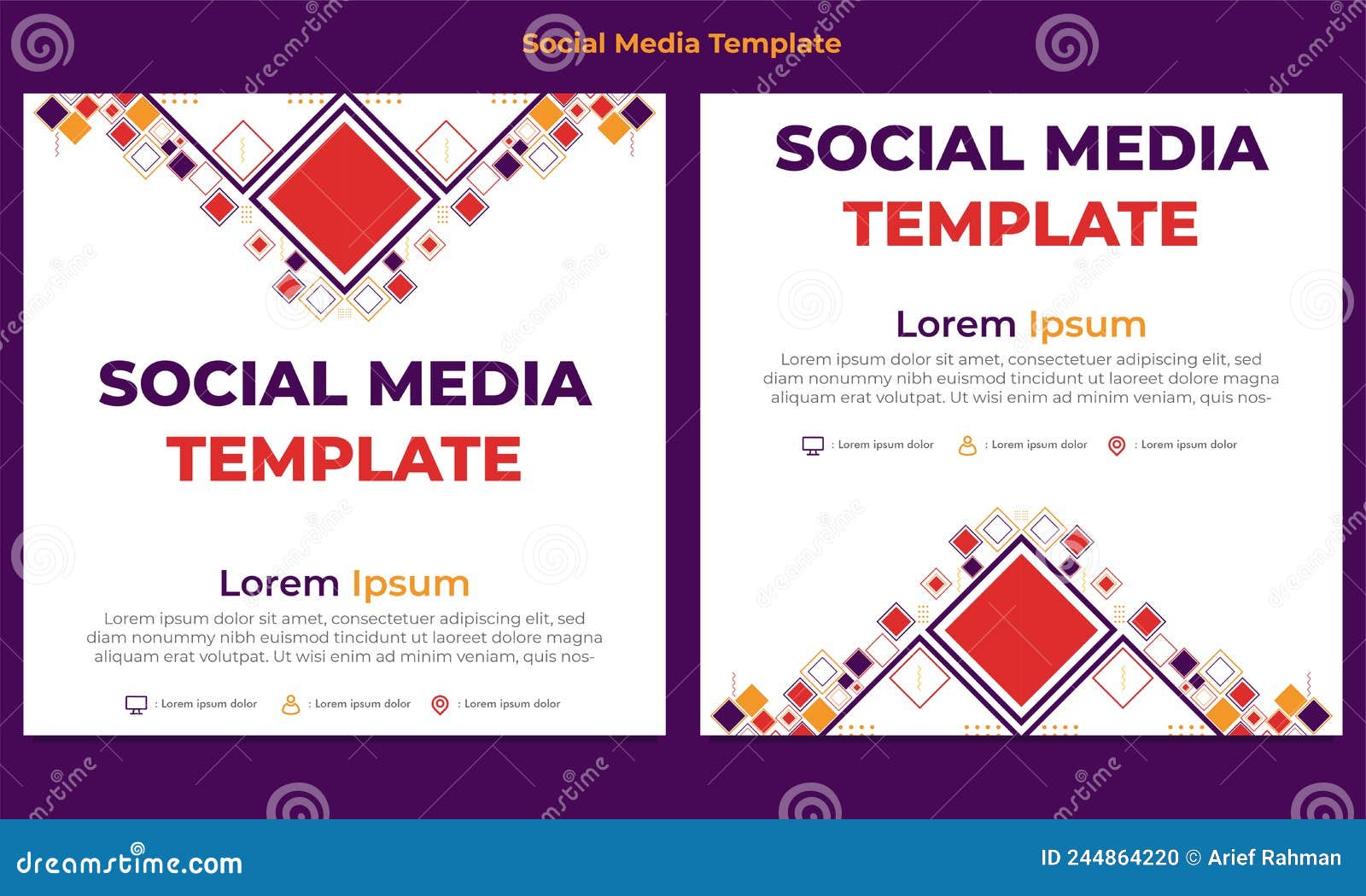 Colorful Triangle Geometric Shape Social Media Post Template Stock ...