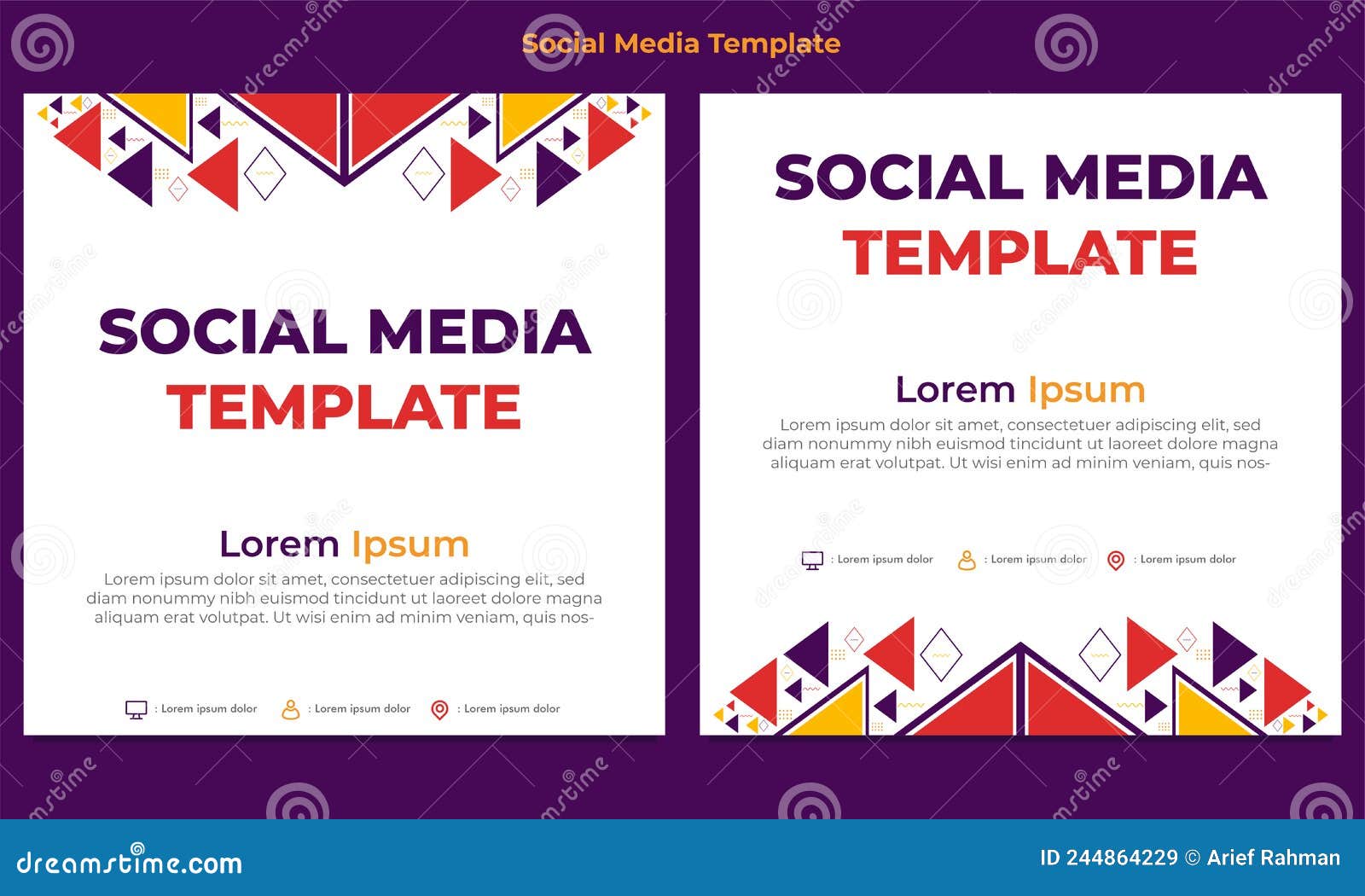 Colorful Triangle Geometric Shape Social Media Post Template Stock ...