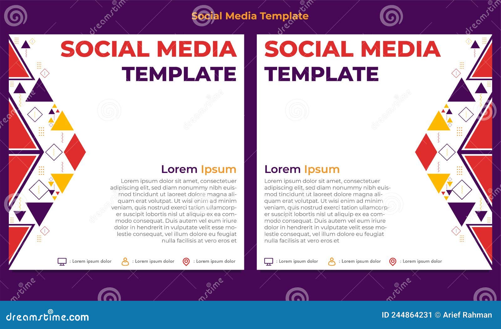 Colorful Triangle Geometric Shape Social Media Post Template Stock ...