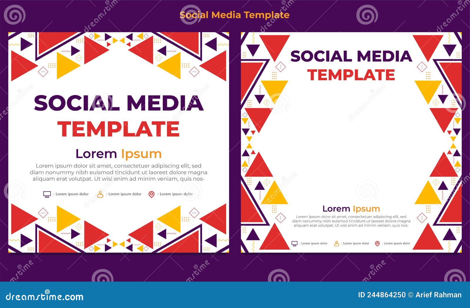 Colorful Triangle Geometric Shape Social Media Post Template Stock ...