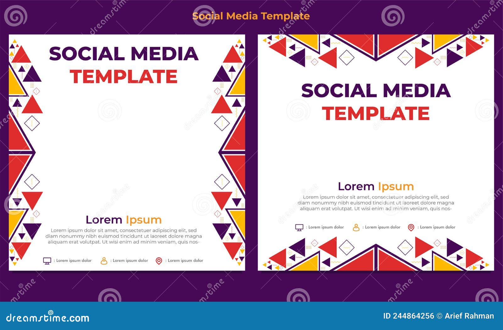 Colorful Triangle Geometric Shape Social Media Post Template Stock ...