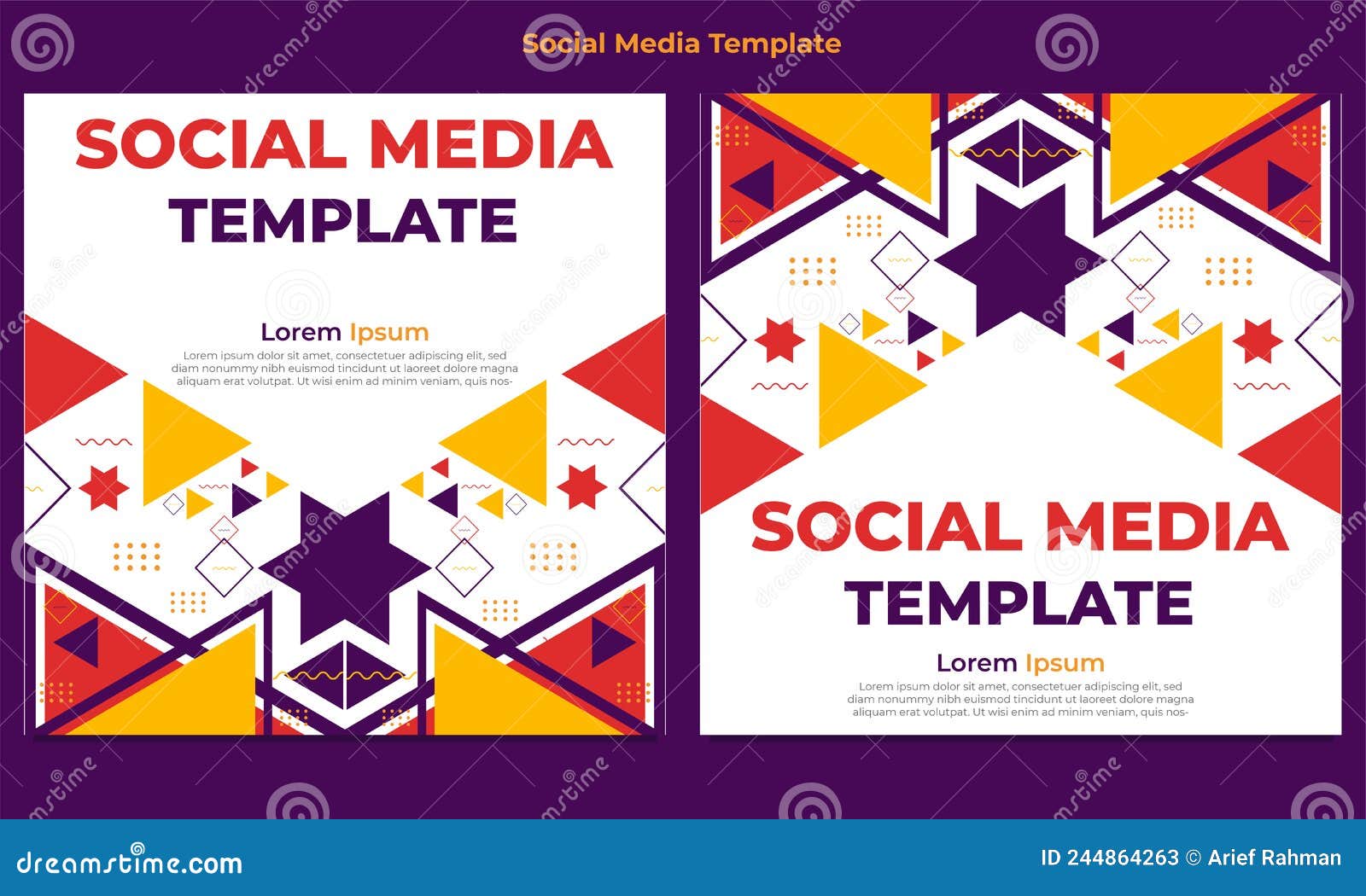Colorful Triangle Geometric Shape Social Media Post Template Stock ...
